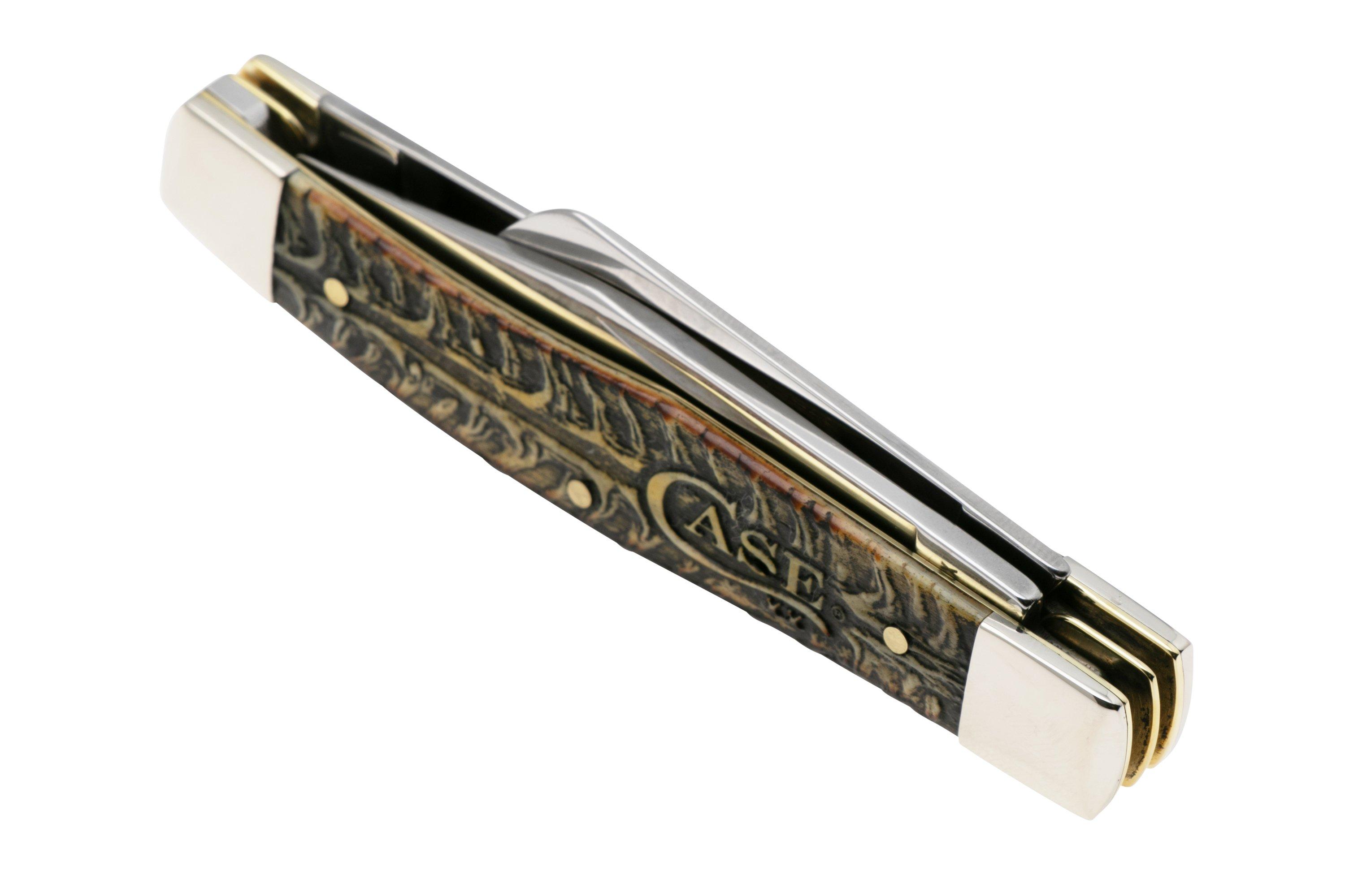 Case Medium Stockman 81801 Golden Pinecone Embellished Natural Bone ...