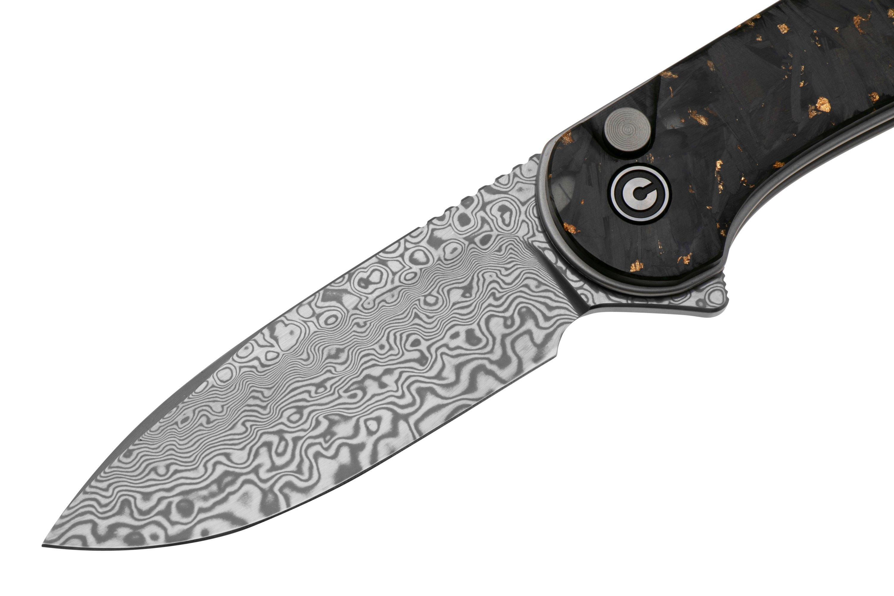 CIVIVI Elementum II Button Lock C18062P-10 Damascus, Carbon Fiber ...