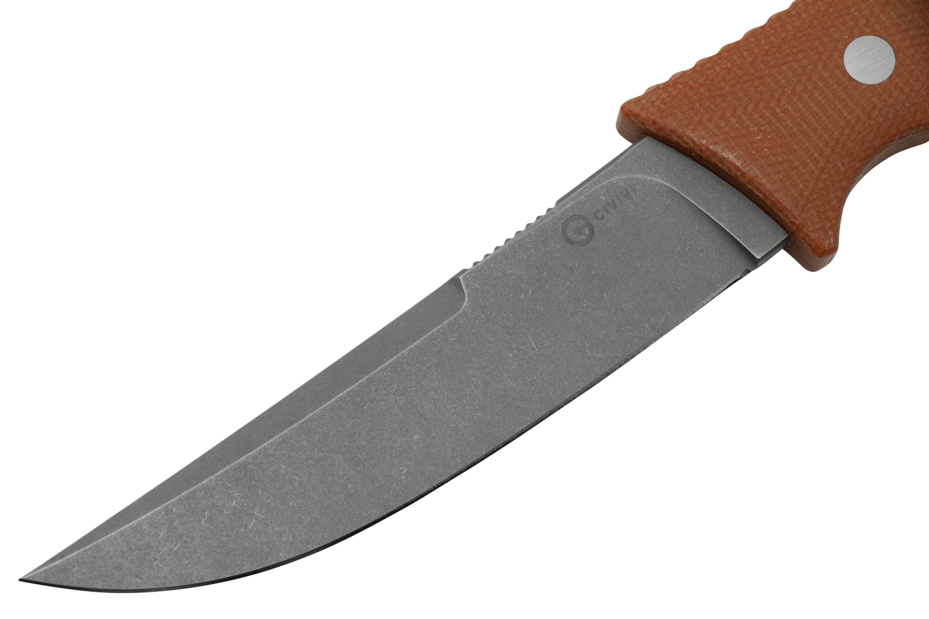 Civivi Tamashii C19046-5 Brown Canvas Micarta, Stonewashed feststehende ...