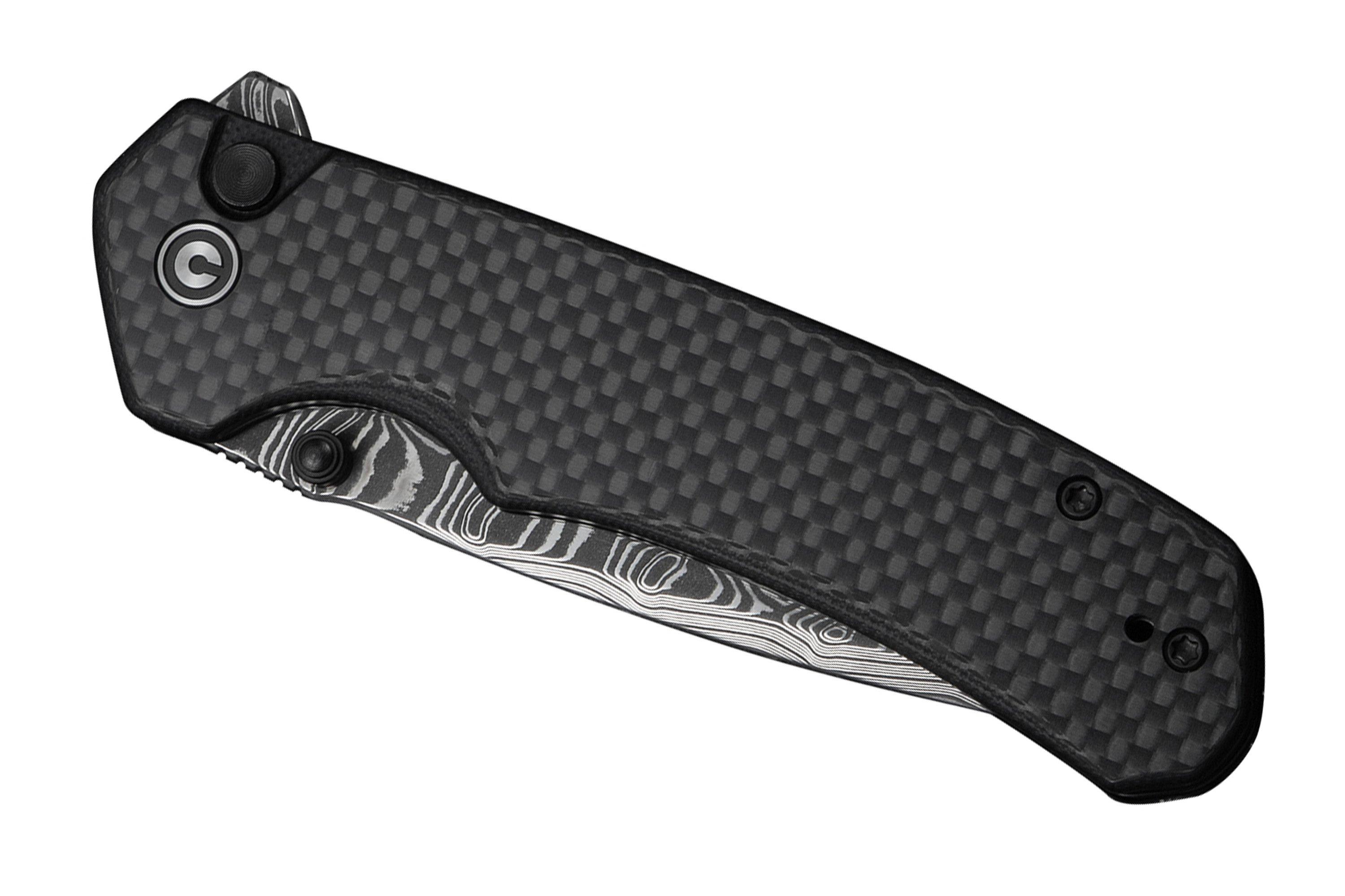 Civivi Brazen Button Lock C19059C-DS1 Damascus, G10 Carbonfiber Overlay ...