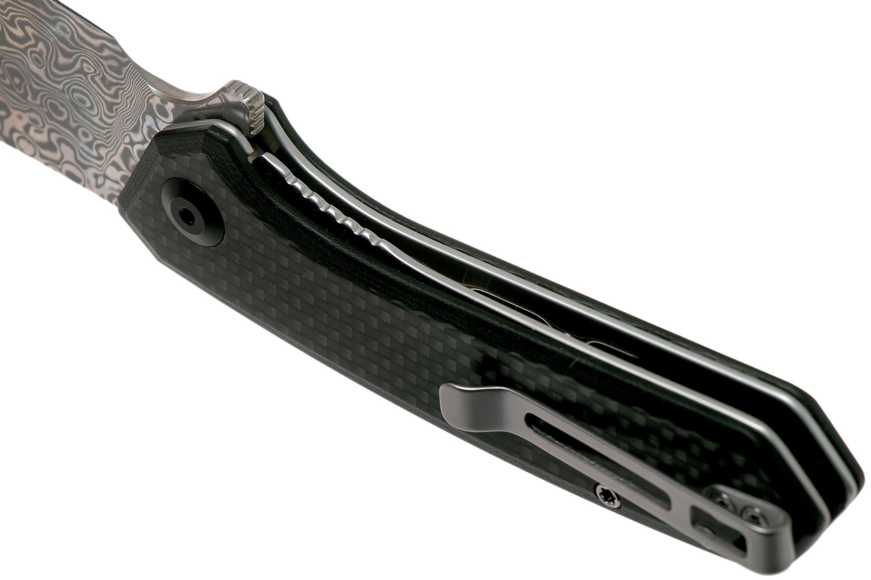 Civivi Mini Mastodon C2011DS-1 Damascus, Carbon fibre & Black G10 ...