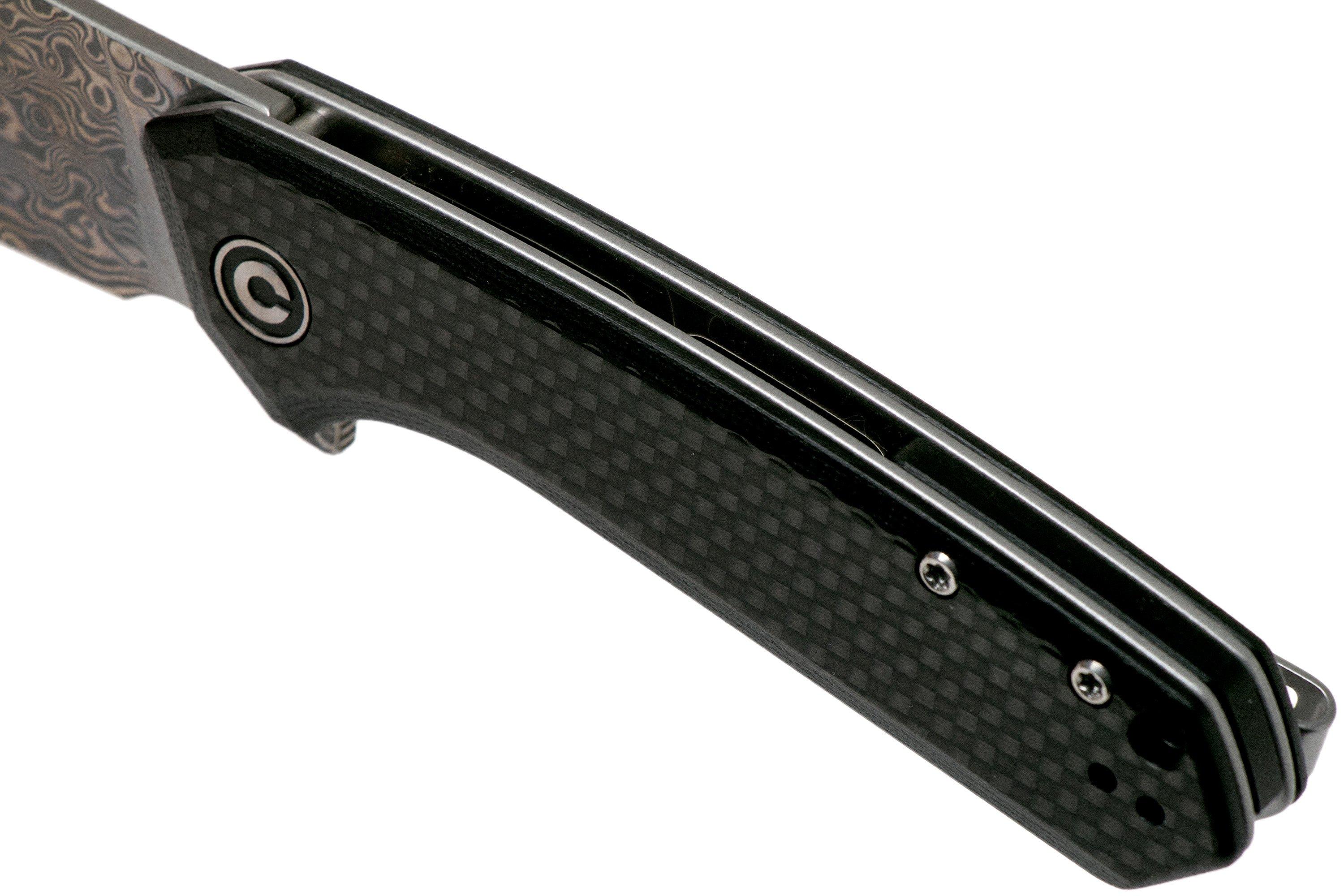 Civivi Mini Mastodon C2011DS-1 Damascus, Carbon fibre & Black G10 ...