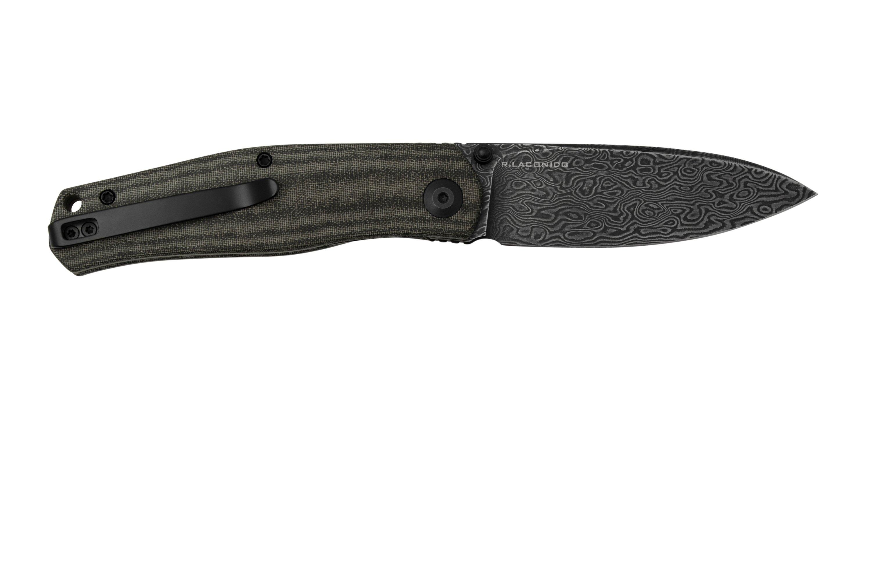Civivi Sokoke C22007-DS1, Black Micarta, Damascus pocket knife, Ray ...