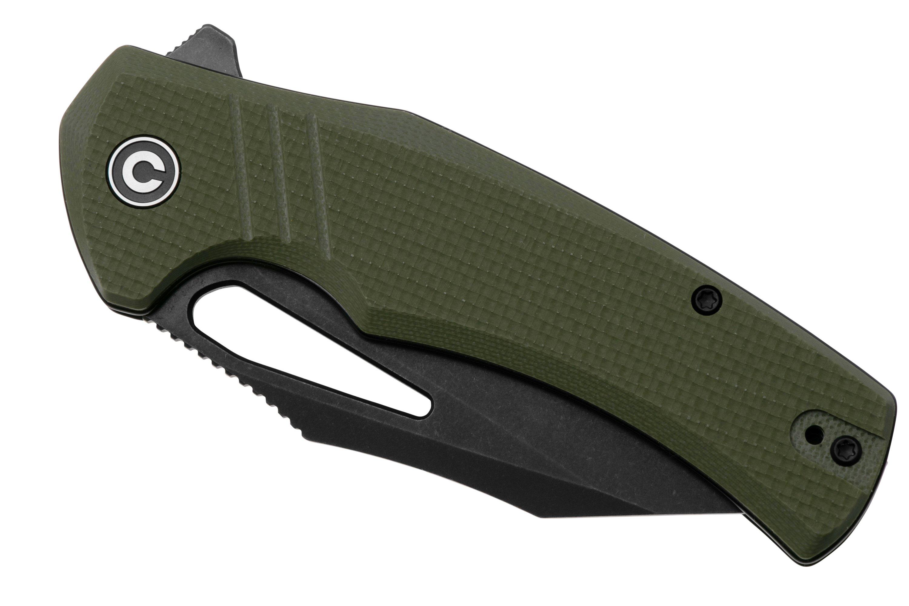 Civivi BullTusk C23017-2 Blackwashed Sandvik 14C28N, OD Green Coarse ...