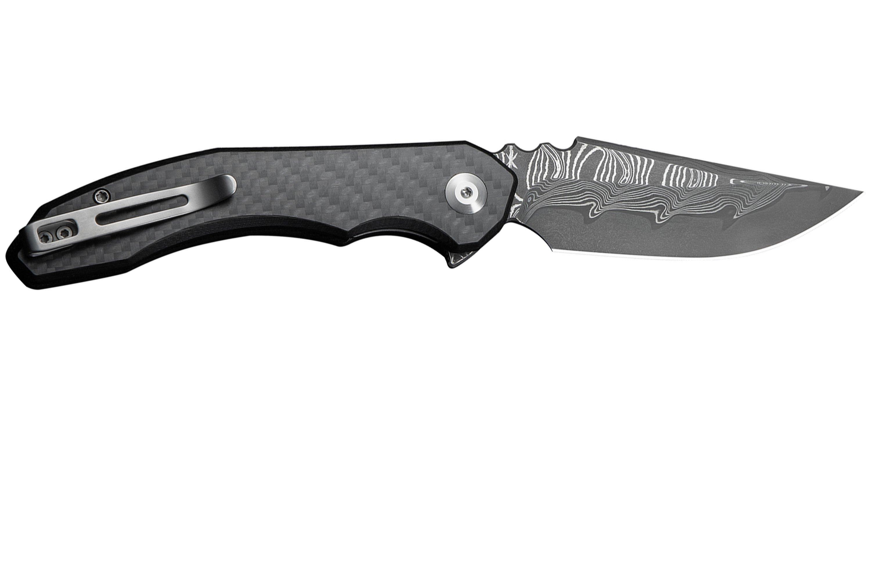 Civivi Bluetick C23050-DS2 Damascus, Carbon Fiber Overlay Black G10 ...
