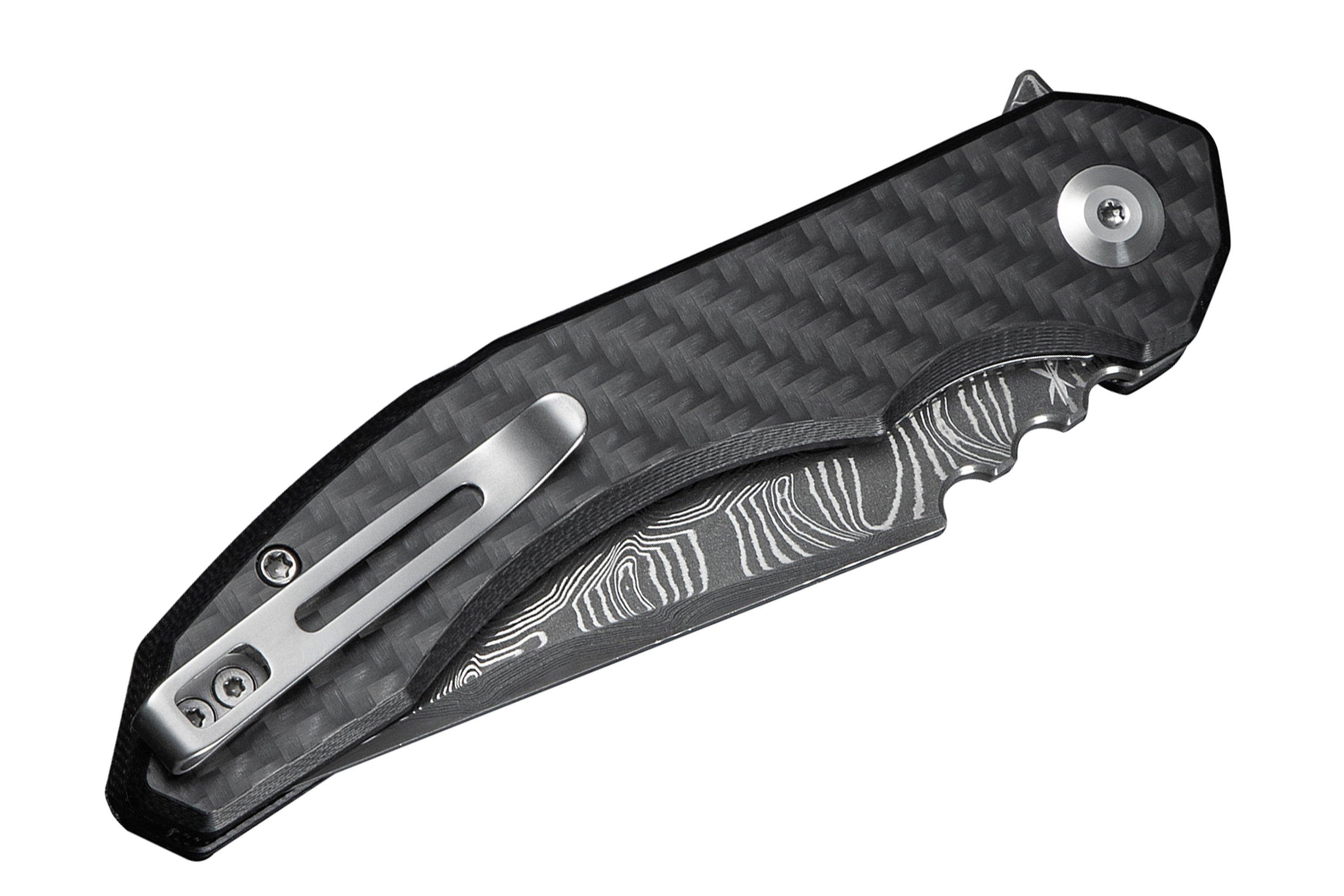 Civivi Bluetick C23050-DS2 Damascus, Carbon Fiber Overlay Black G10 ...