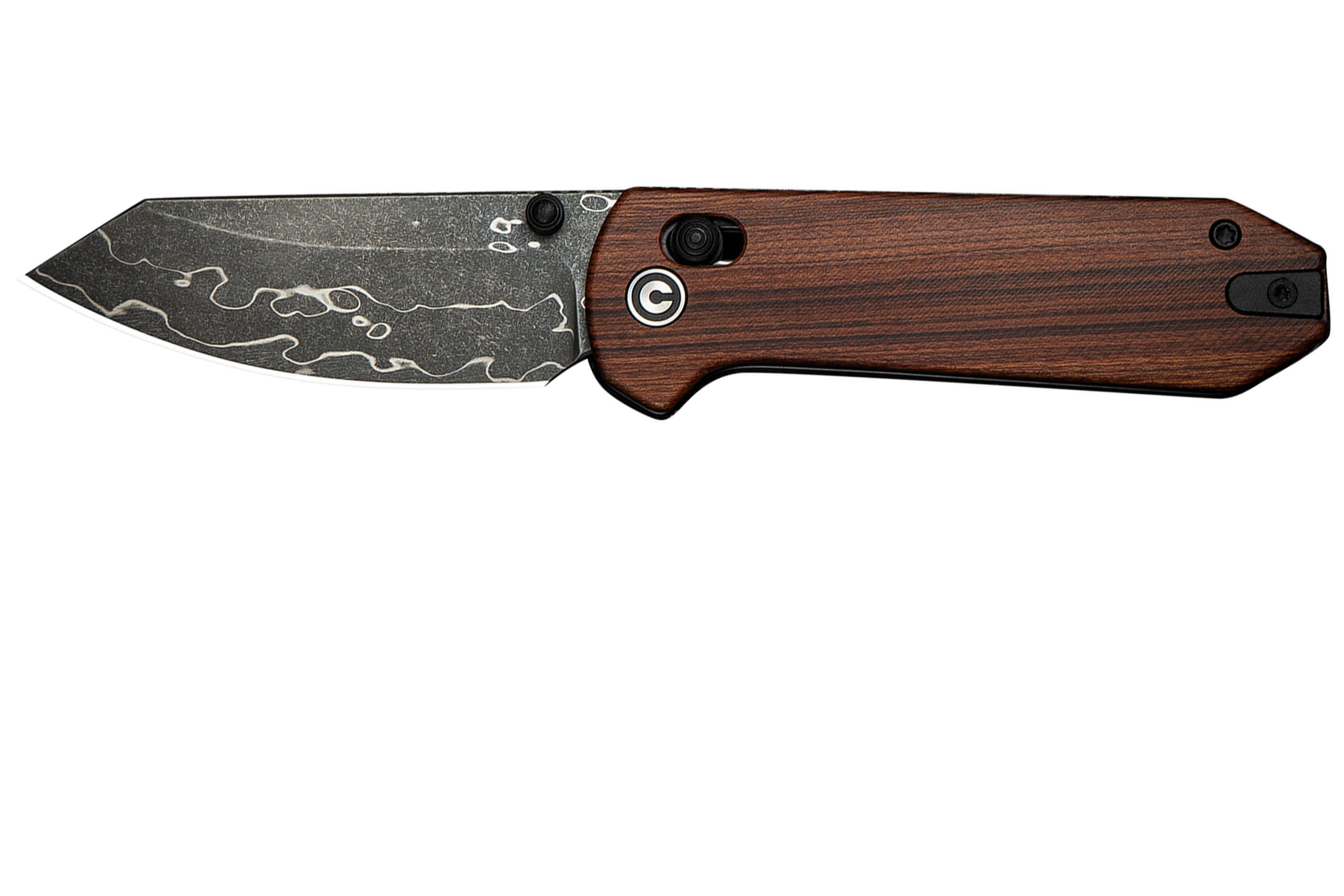 Civivi Yonder C23073B-DS1 Damascus, Guibourtia Wood, pocket knife ...