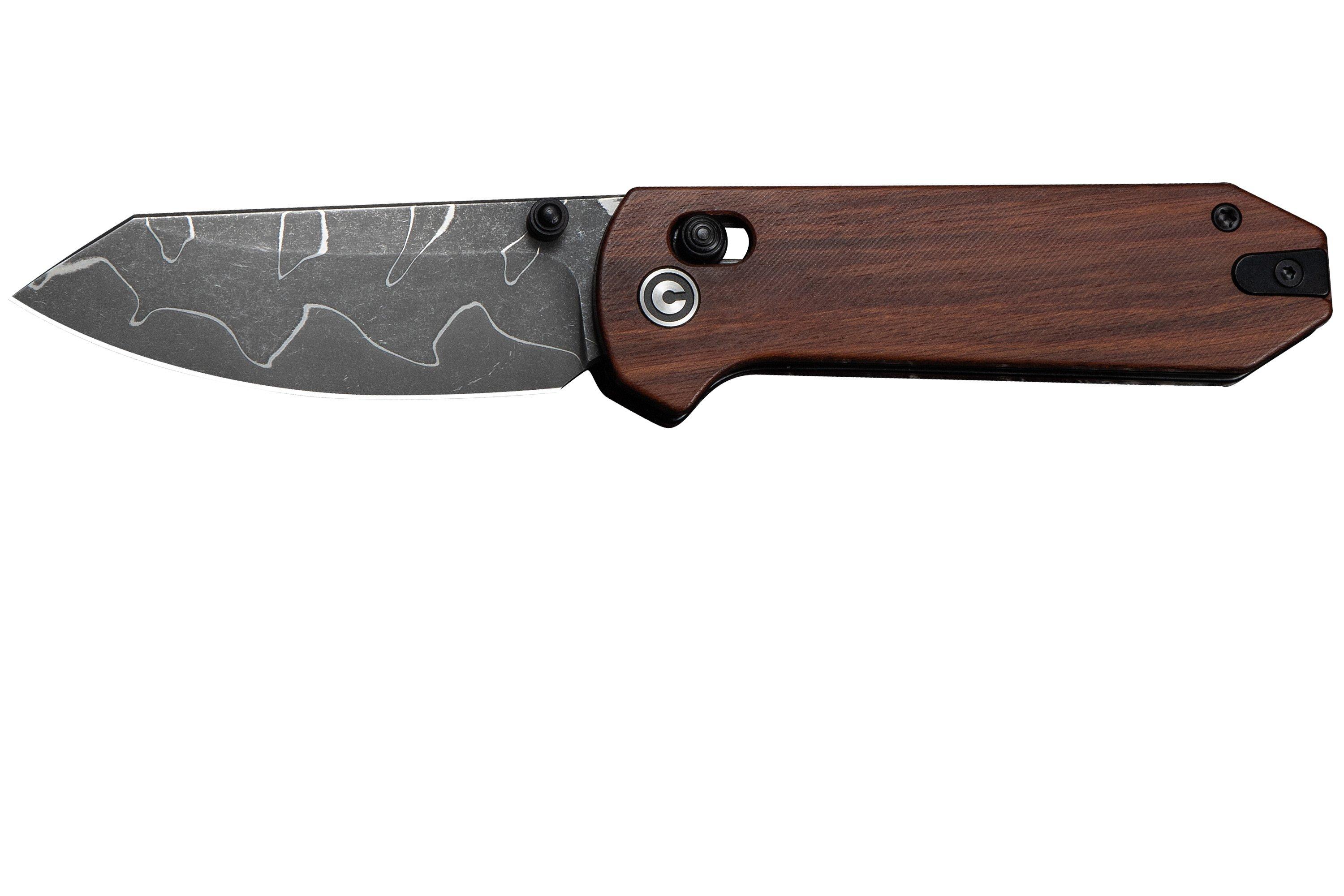 Civivi Yonder C23073B-DS2, Damascus, Guibourtia Wood coltello da tasca ...