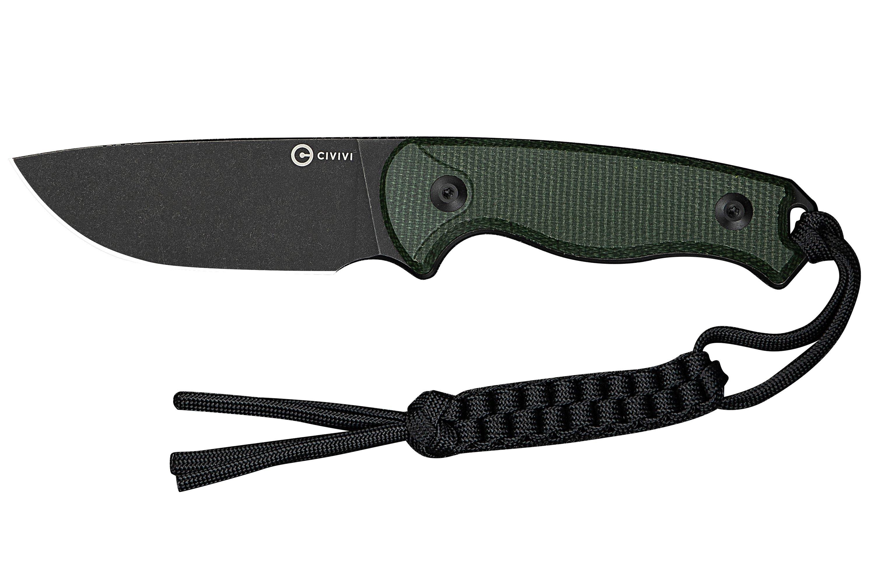 Civivi Timberbark C23094-3 Blackwash 14C28N, Green Canvas Micarta, fixed knife | Advantageously ...