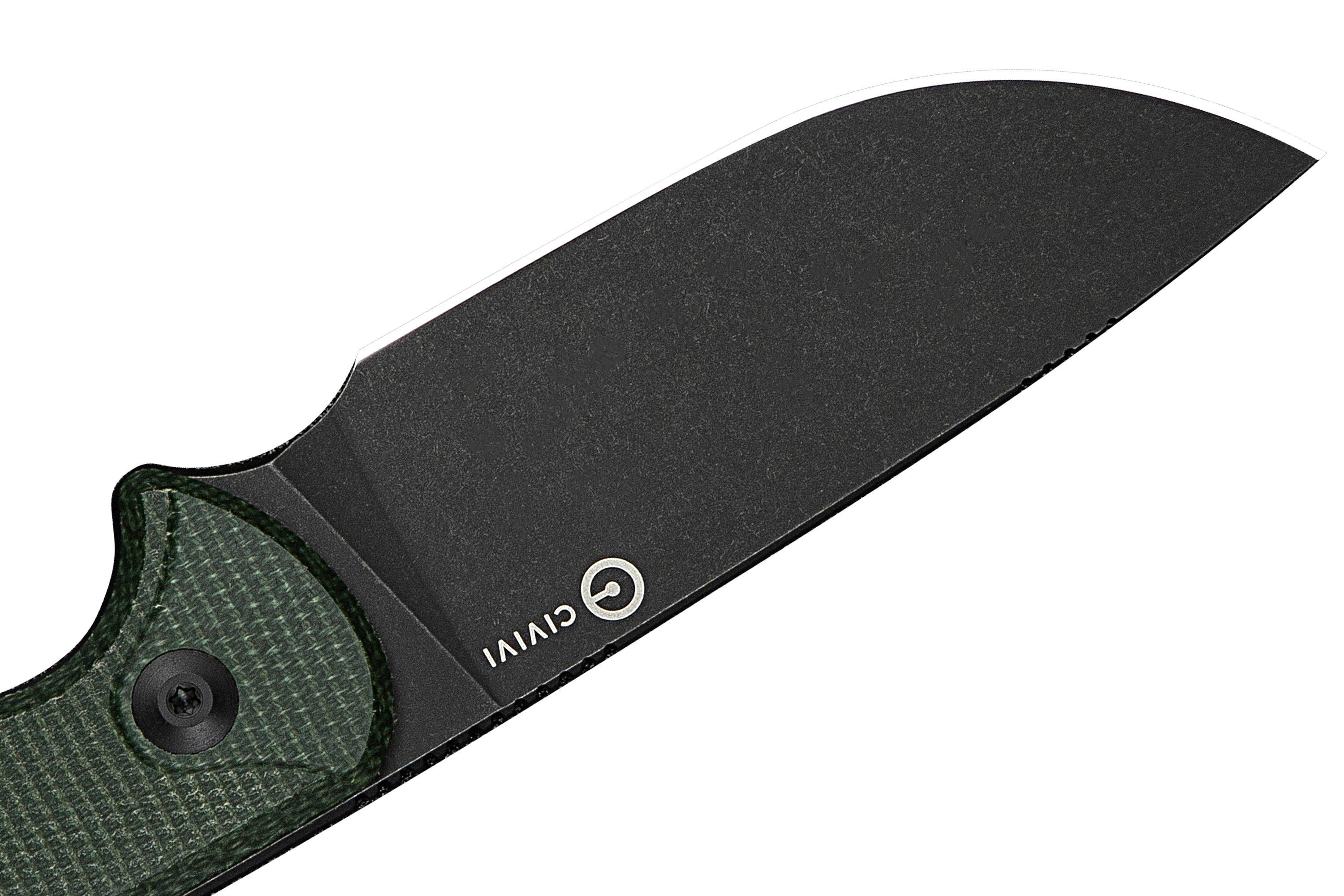 Civivi Timberbark C23094-3 Blackwash 14C28N, Green Canvas Micarta, fixed knife | Advantageously ...