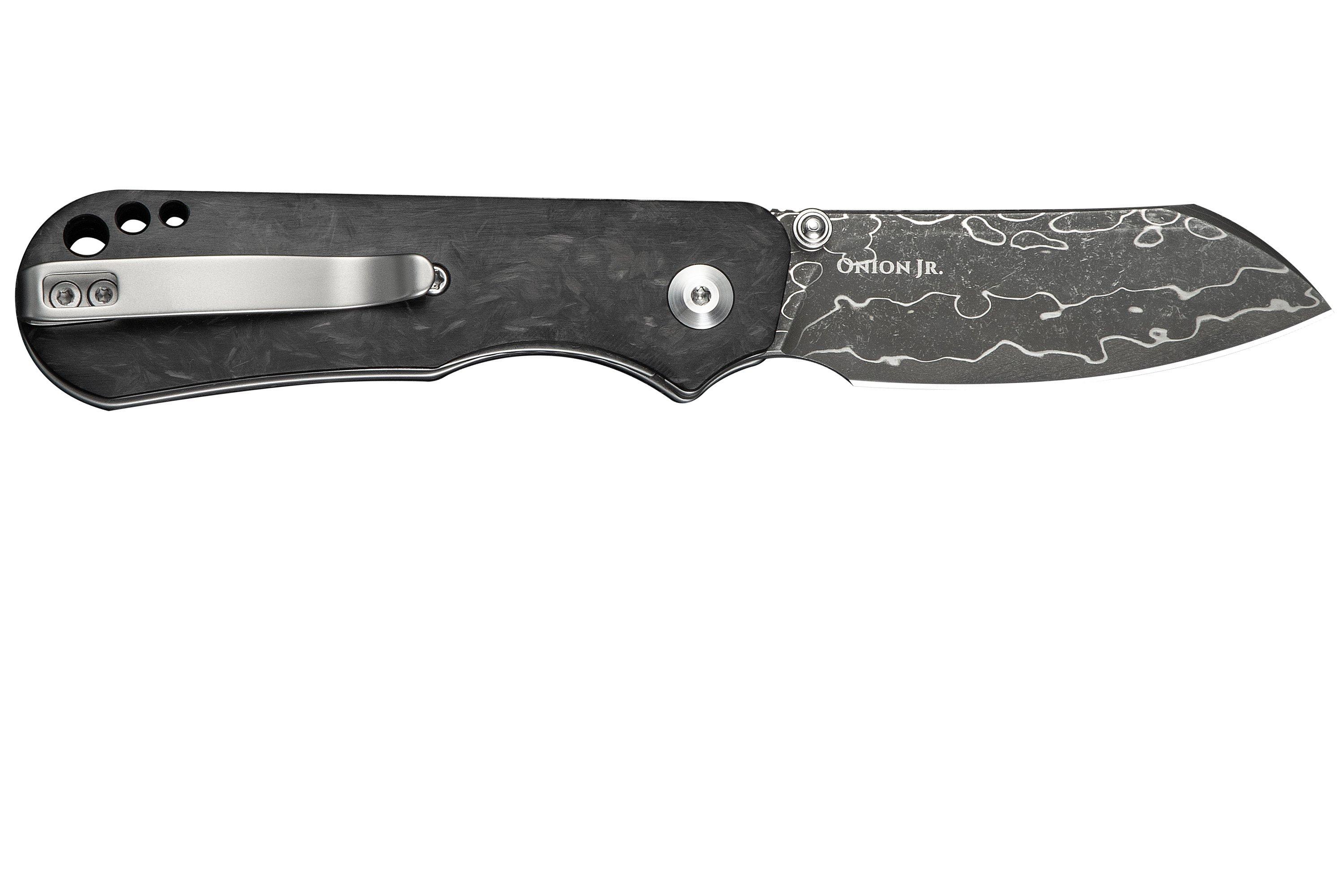 Civivi Crabby C24055-DS1 Damascus Blade, Shredded Carbon Fiber, pocket ...