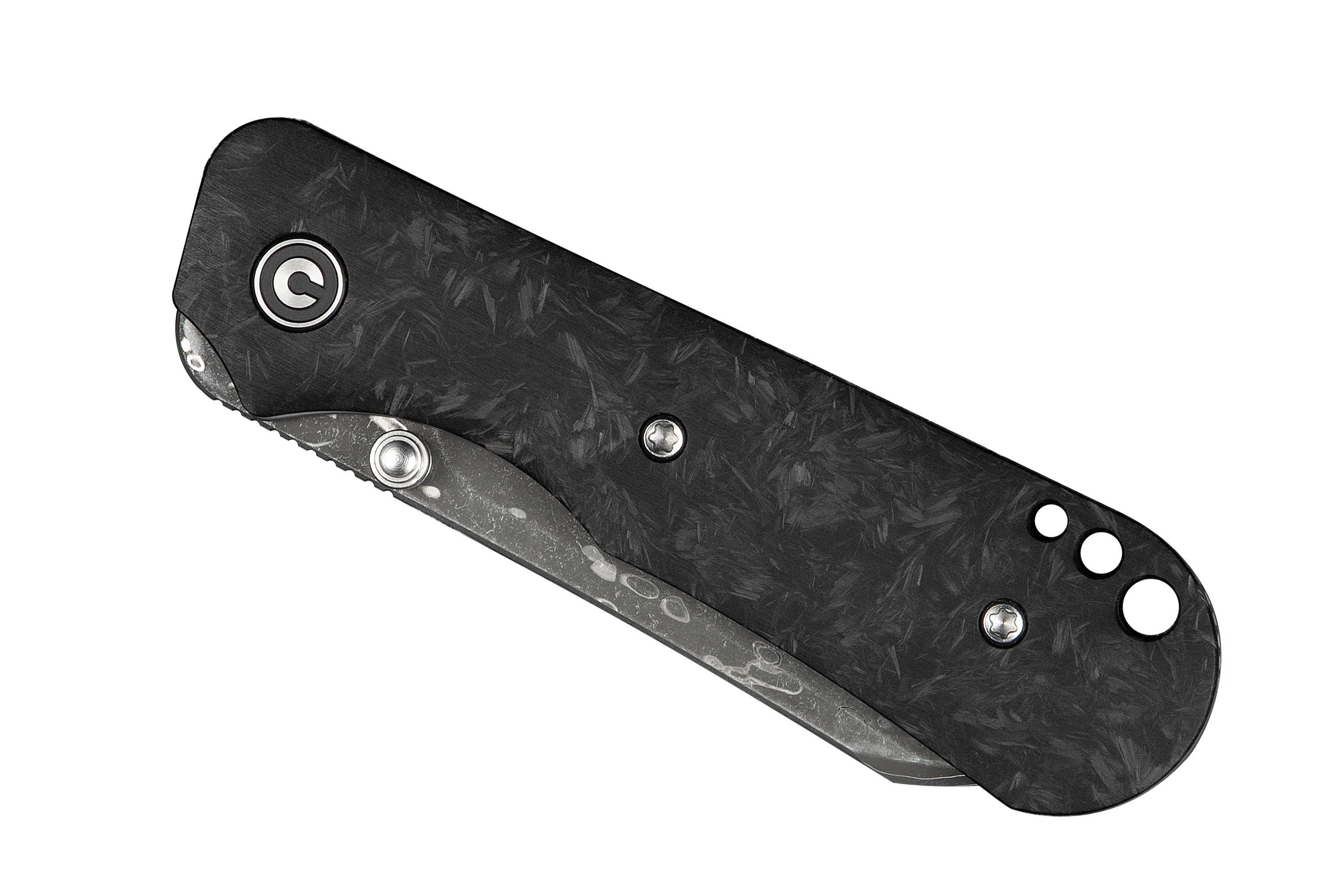 Civivi Crabby C24055-DS1 Damascus Blade, Shredded Carbon Fiber, pocket ...