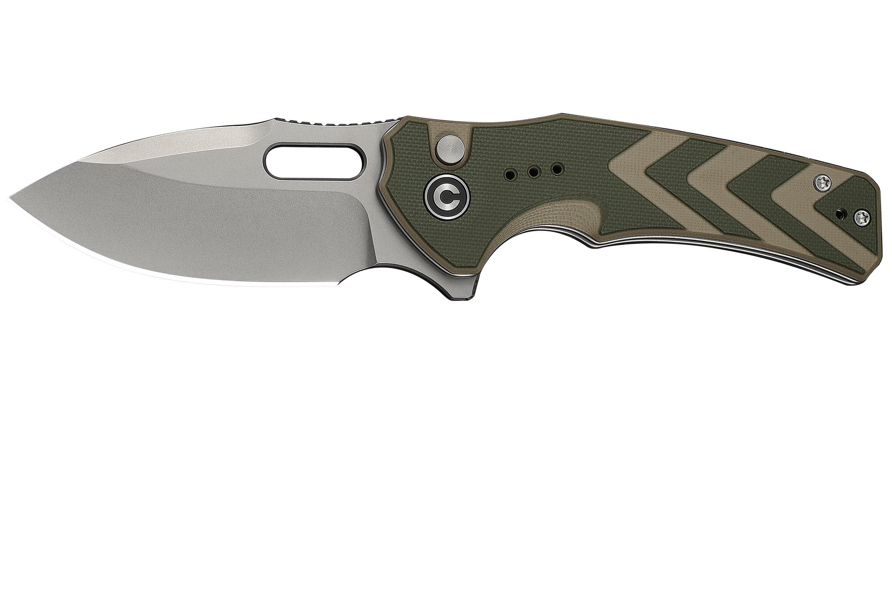 Civivi Vexron C24066-2 Stonewashed 14C28N, Green & Tan G10, pocket ...