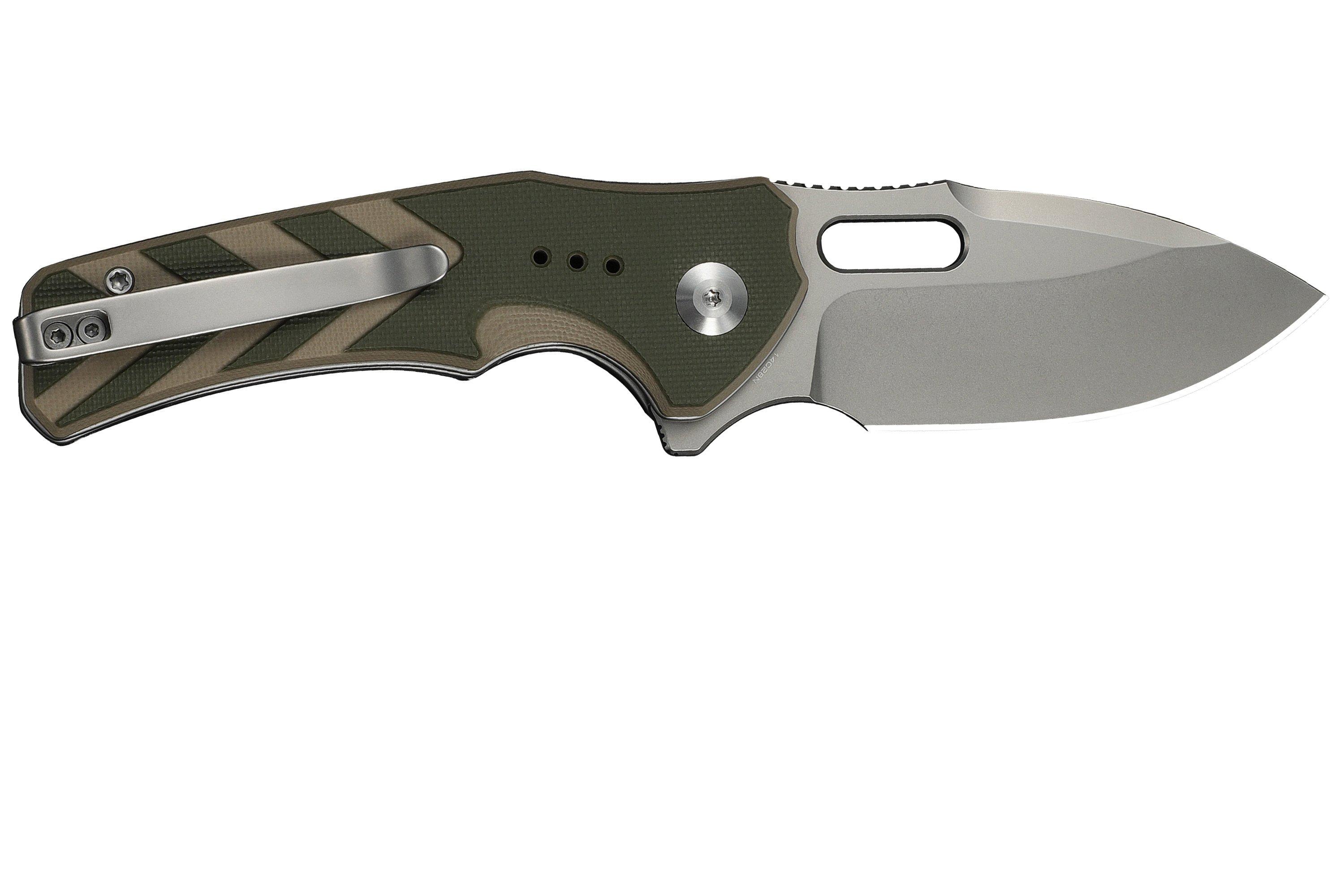 Civivi Vexron C24066-2 Stonewashed 14C28N, Green & Tan G10, pocket ...