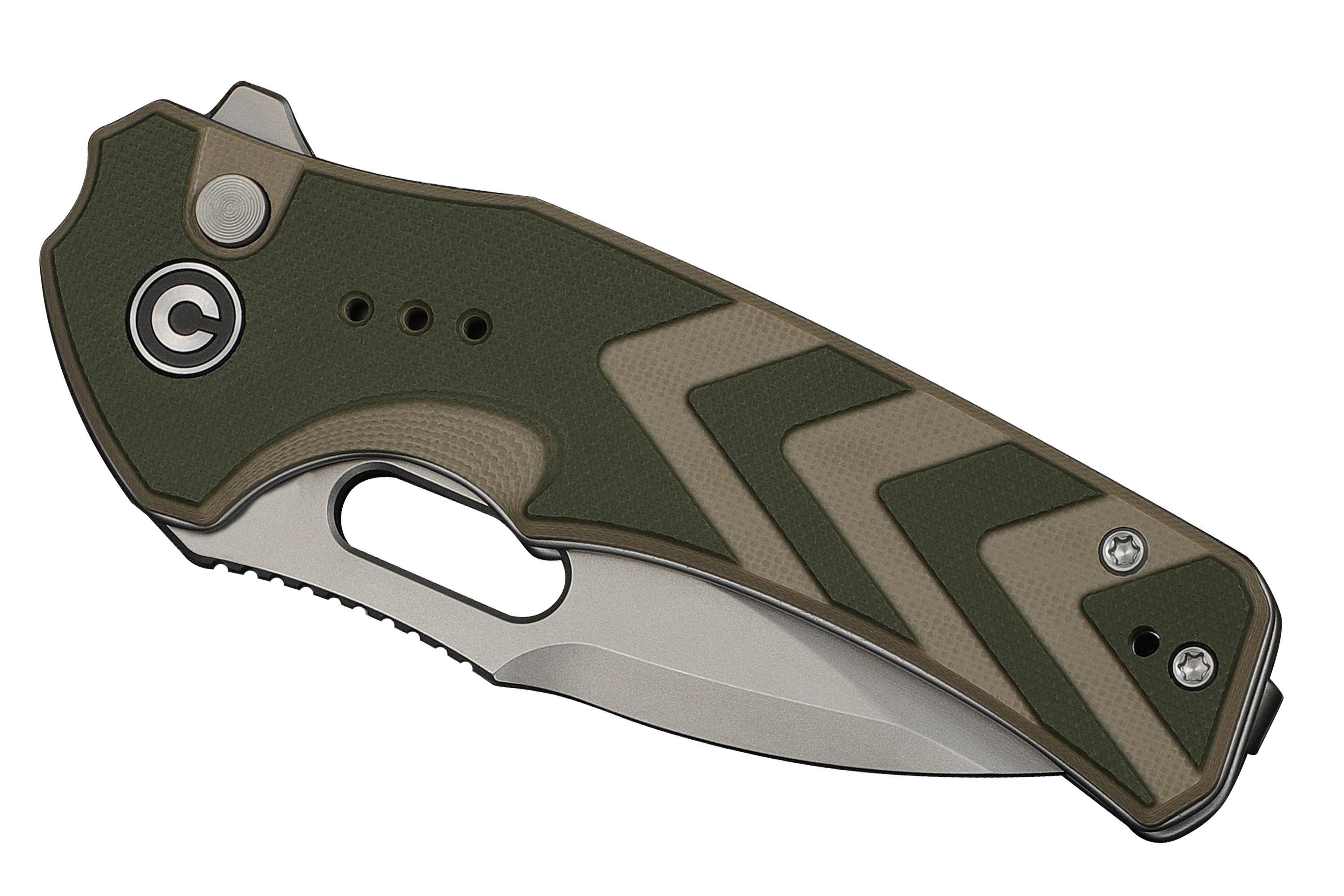 Civivi Vexron C24066-2 Stonewashed 14C28N, Green & Tan G10, pocket ...