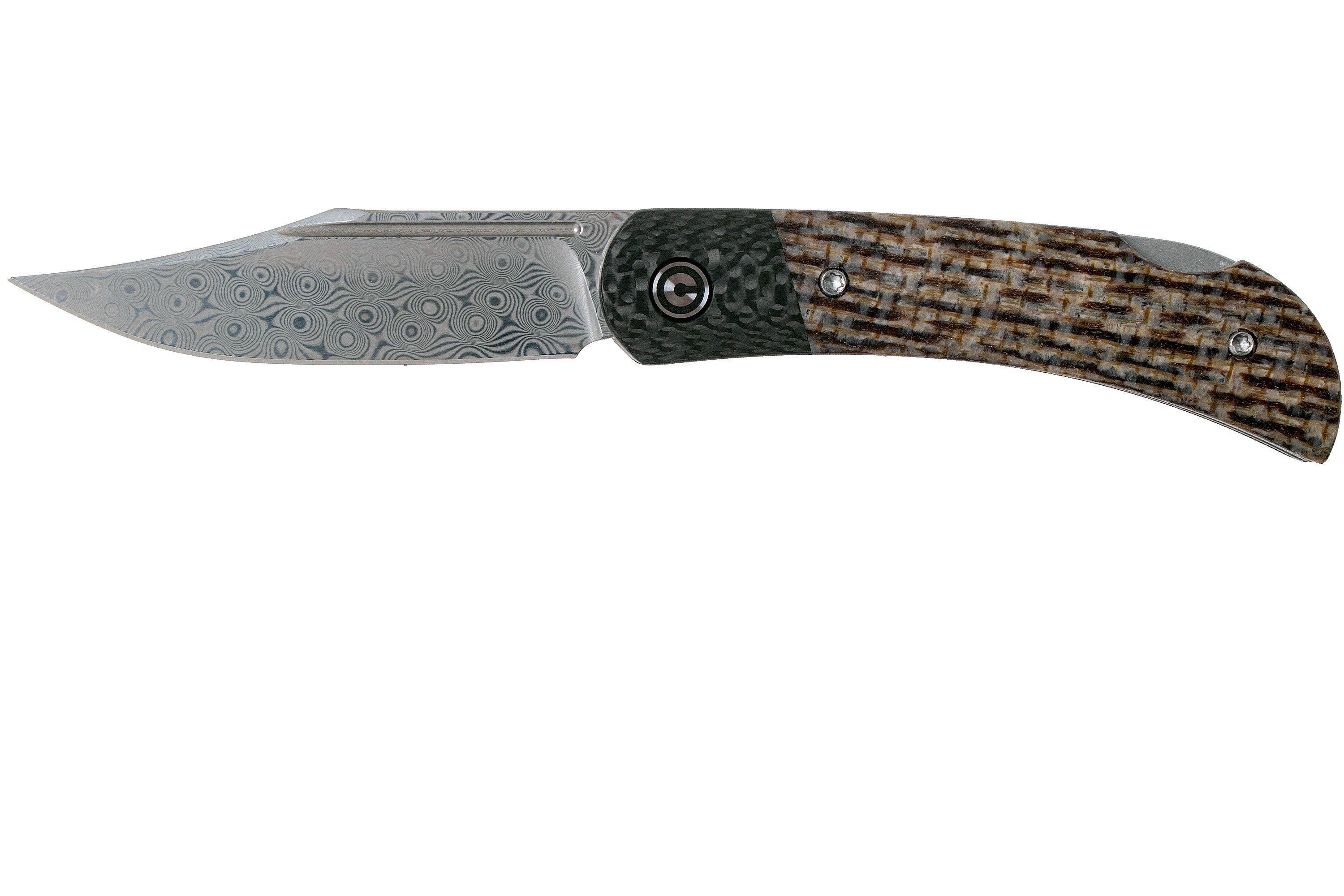 Civivi Rustic Gent C914DS-2 Damascus, Carbonfiber & Micarta couteau de ...