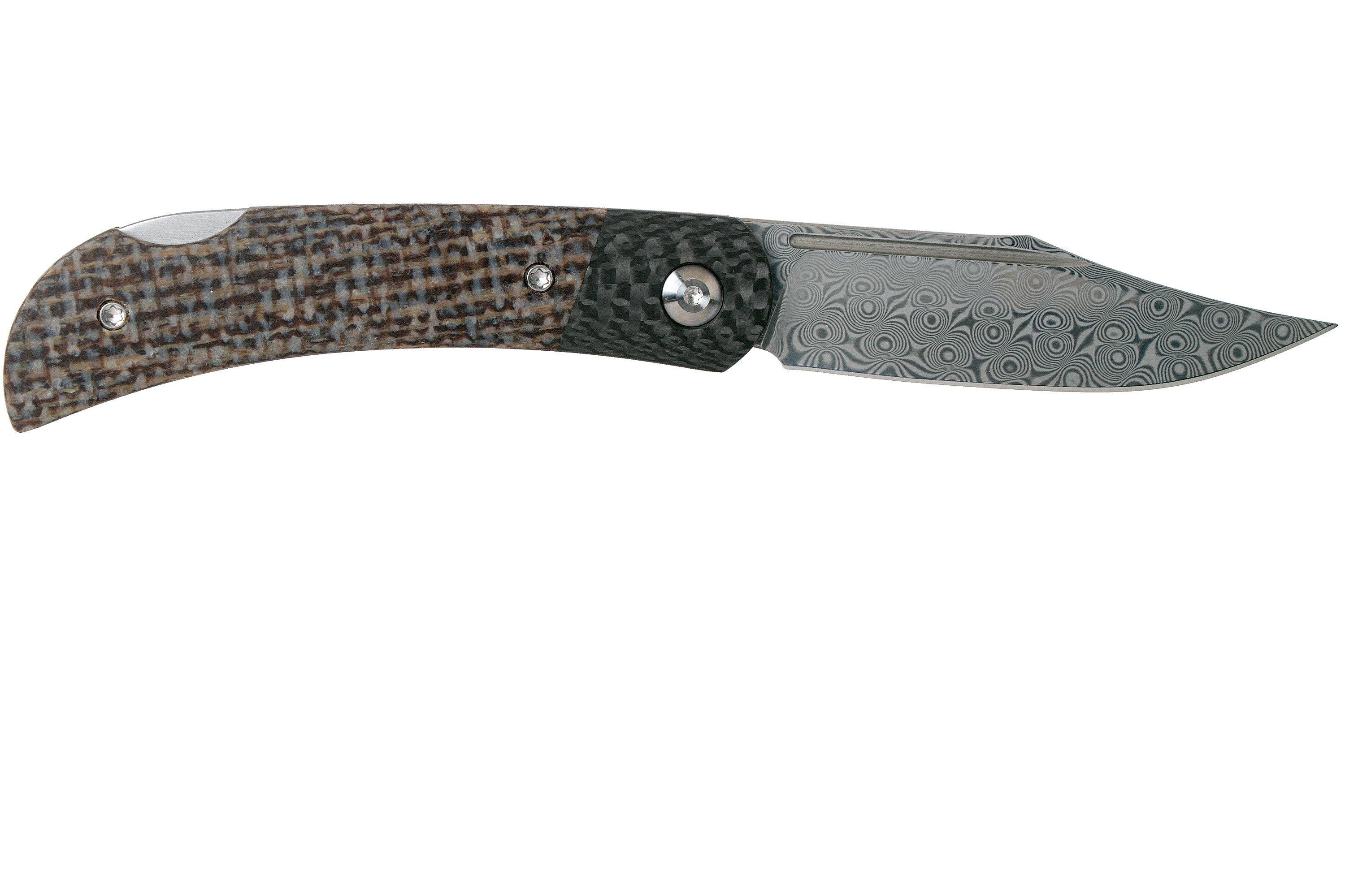 Civivi Rustic Gent C914DS-2 Damascus, Carbonfiber & Micarta couteau de ...