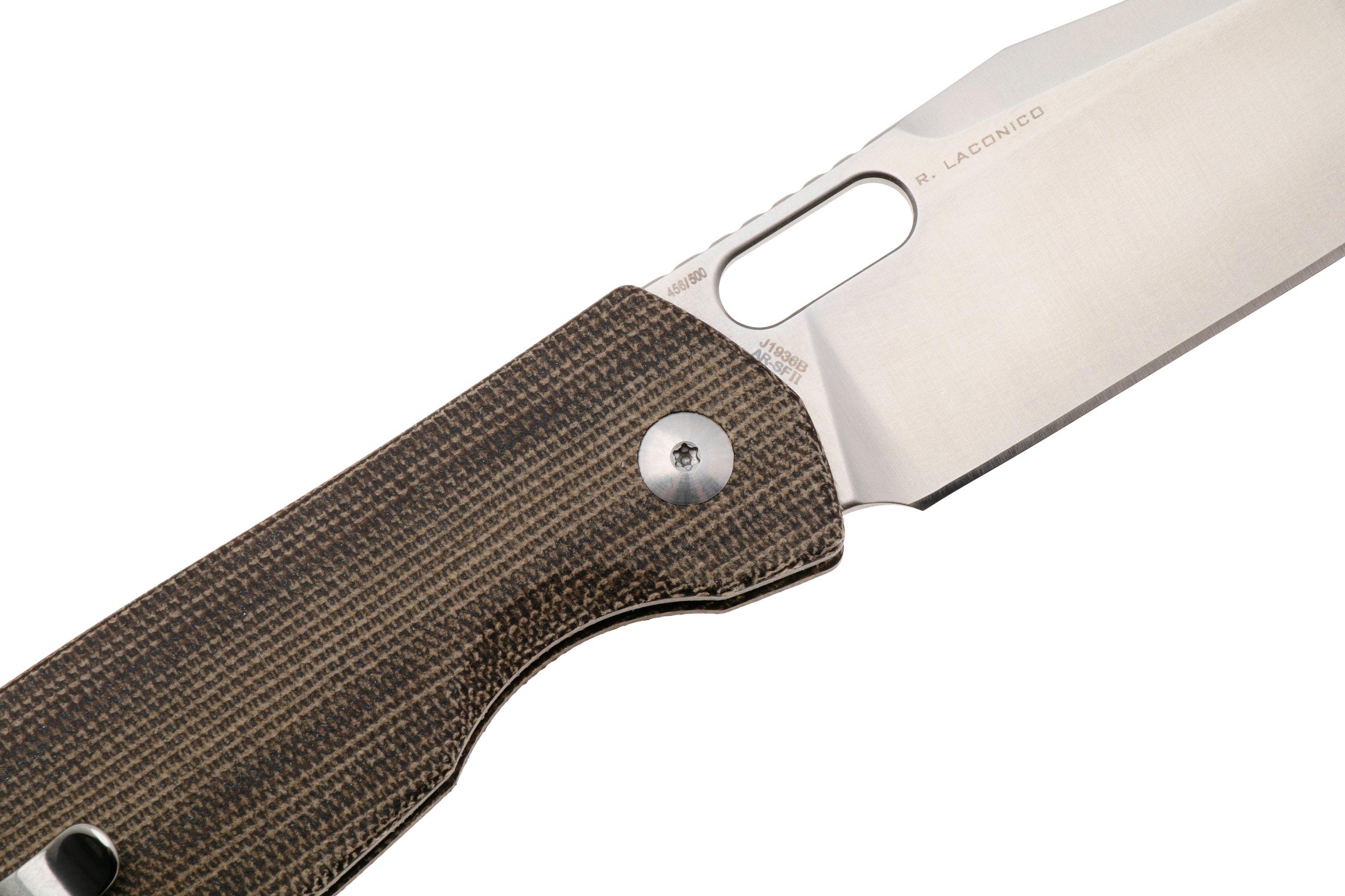 CJRB Prado J1936B-ODG Satin AR-RPM9, Canvas Micarta, pocket knife ...
