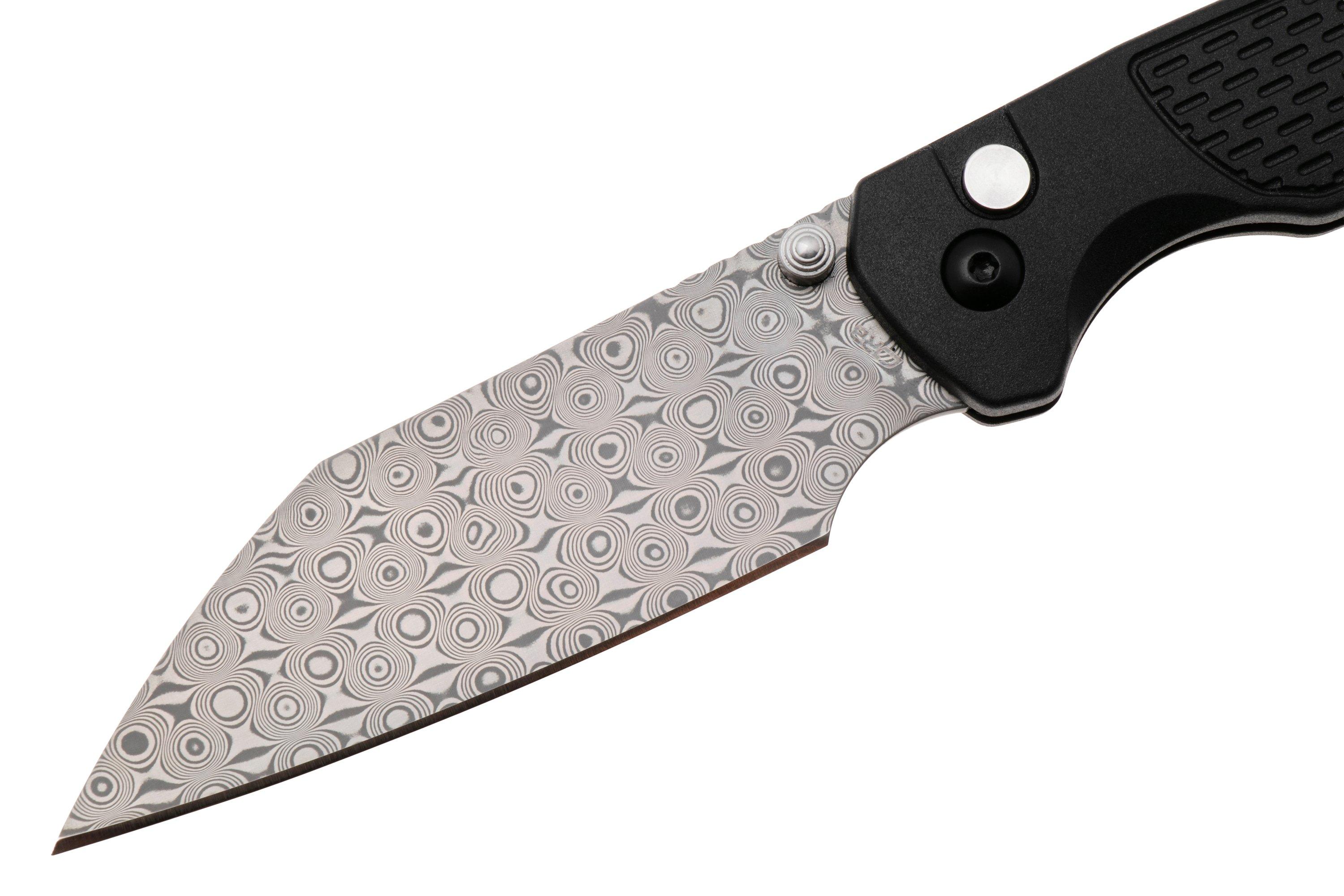 CJRB Pyrite Light J1945D-BK Rose Damascus, Black FRN, pocket knife ...
