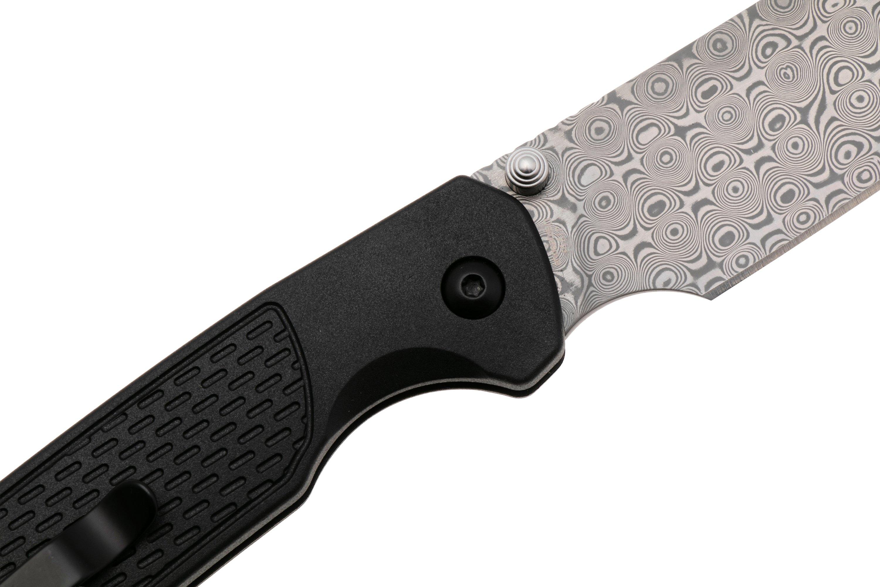 CJRB Pyrite Light J1945D-BK Rose Damascus, Black FRN, pocket knife ...