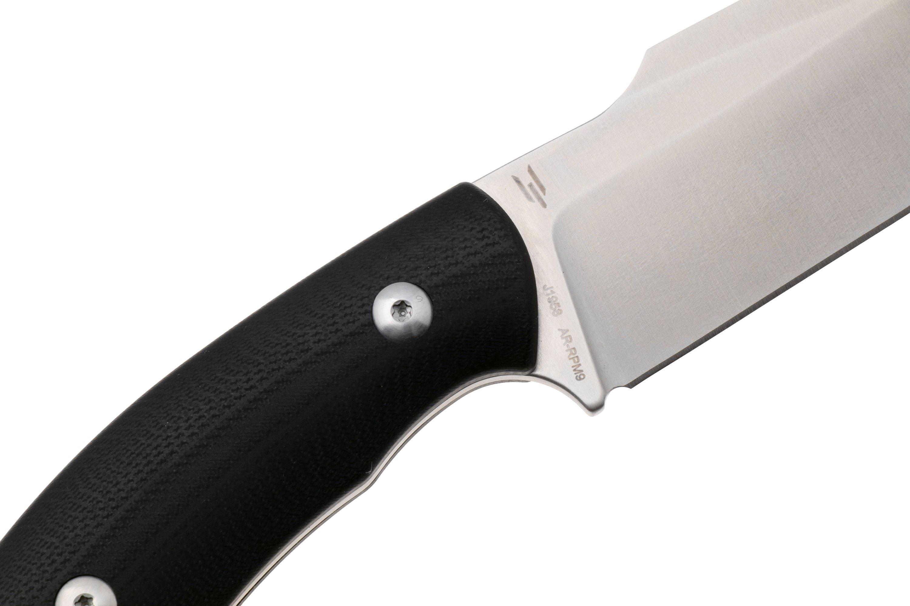 CJRB Mutt J1958-BK Satin AR-RPM9, Black G10, fixed knife, Jonathan Shaw design | Advantageously ...
