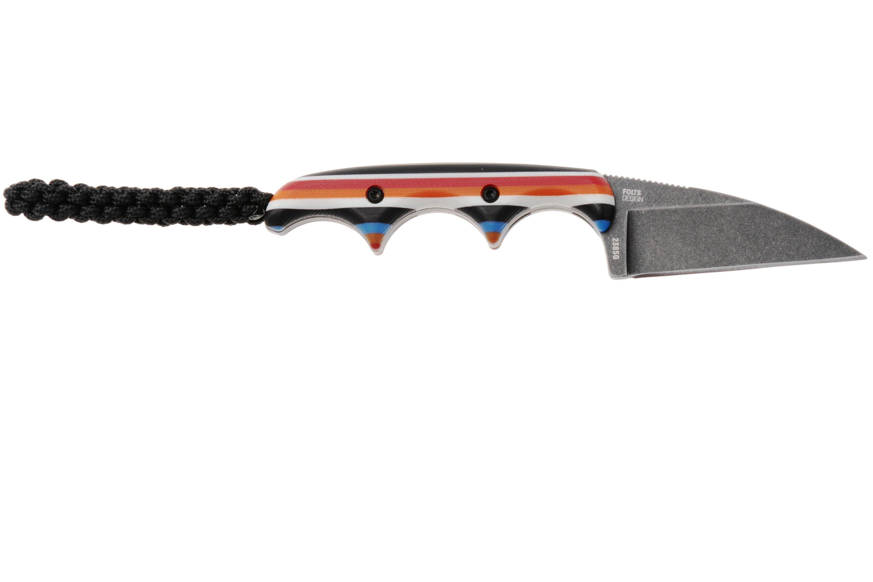 CRKT Minimalist Wharncliffe 2385G Blackwashed D2, Multicolored Layered ...