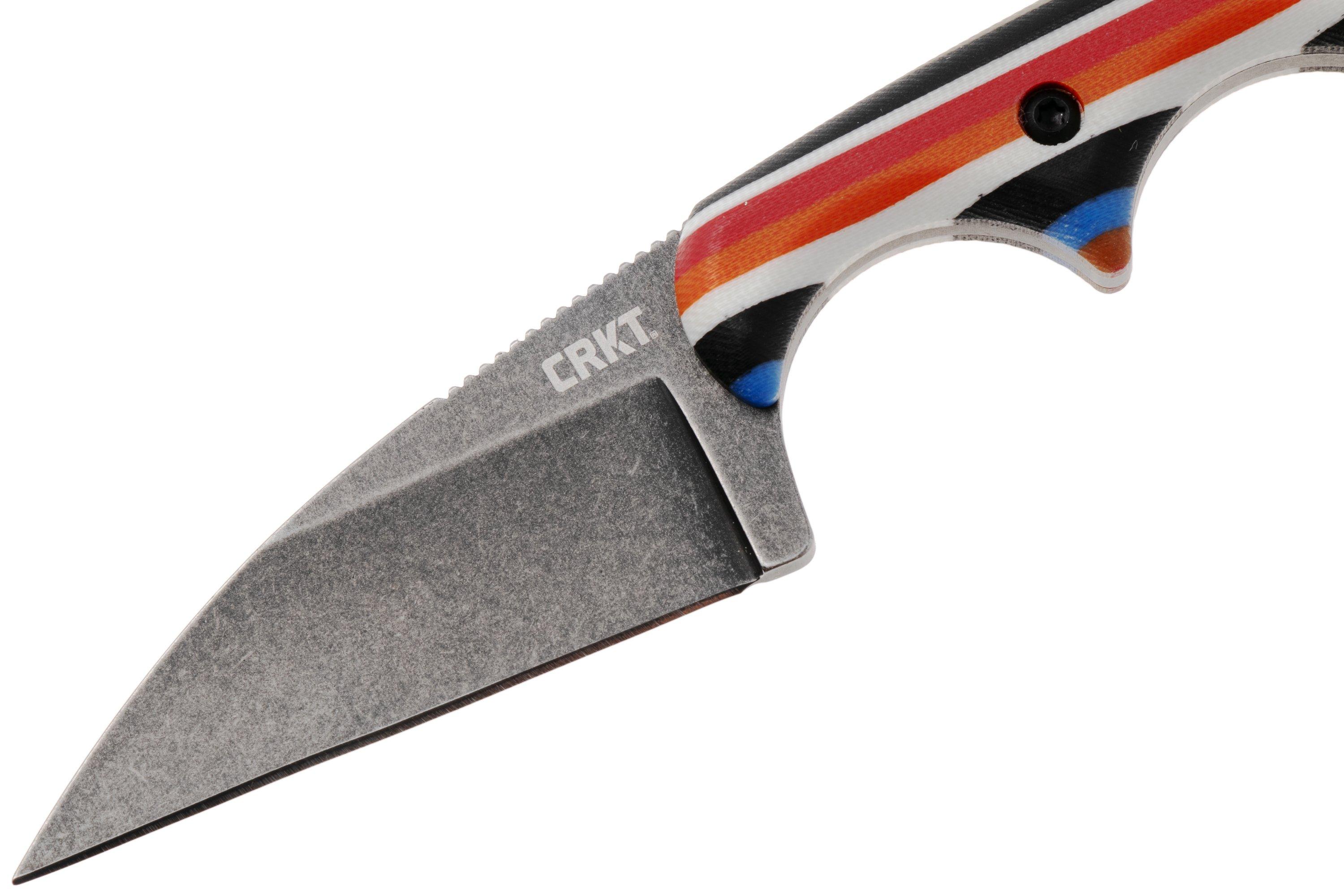 CRKT Minimalist Wharncliffe 2385G Blackwashed D2, Multicolored Layered ...