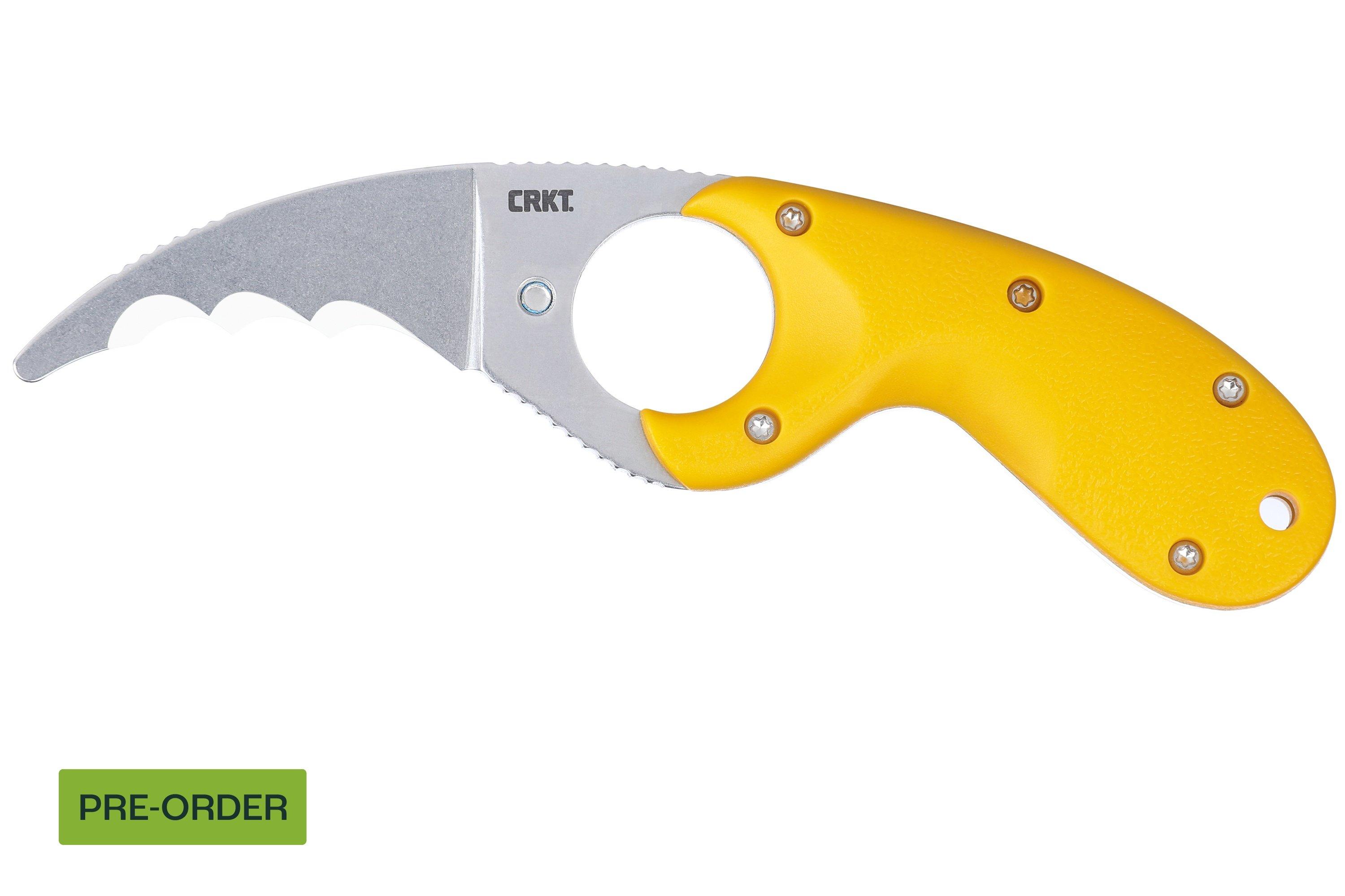 CRKT Bear Claw Veff Serrations 2511Y Stonewashed AUS8, Yellow GRN ...