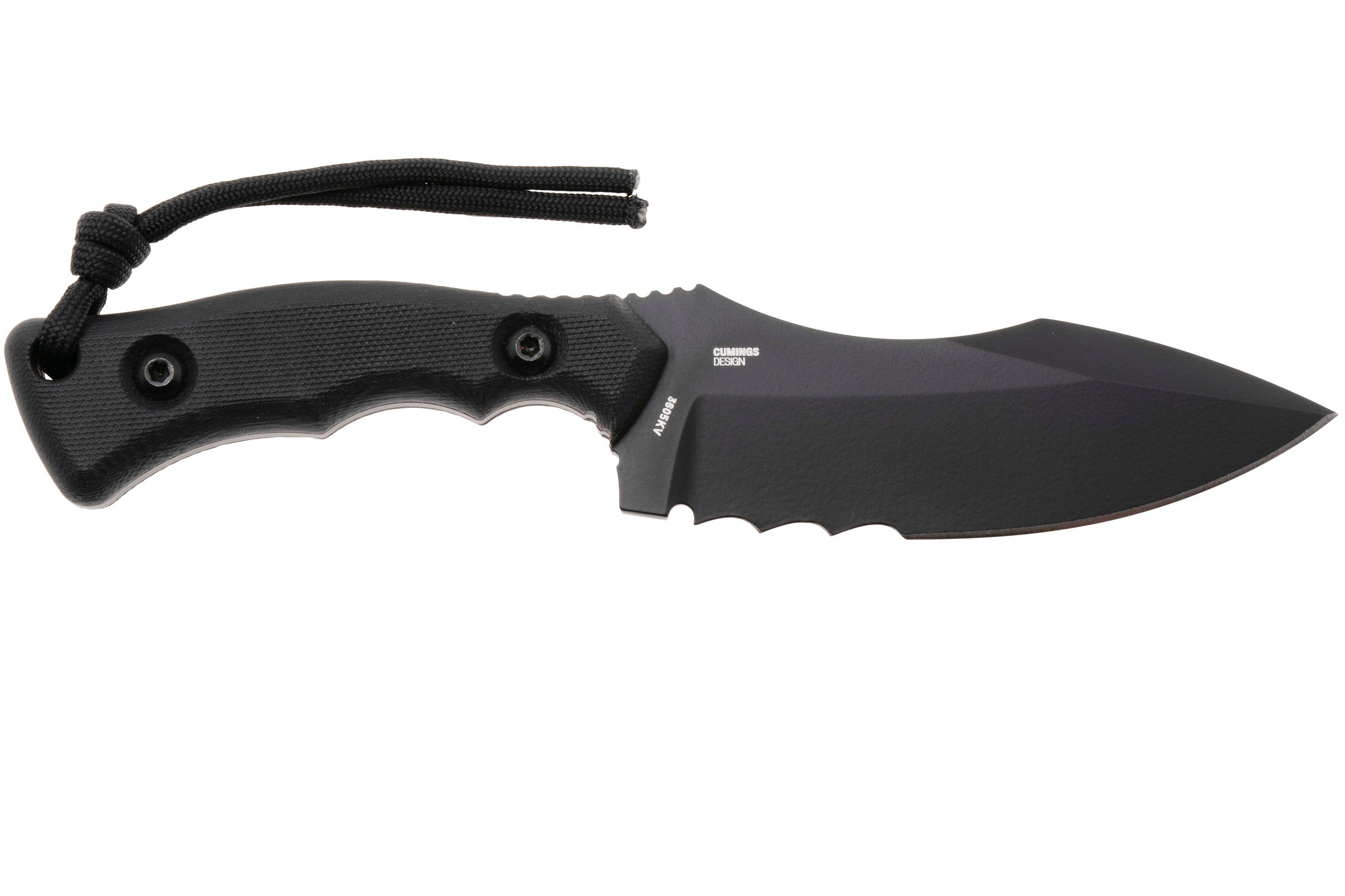 CRKT Bugsy Black Cerakote, Veff Serrations 3605KV Black G10 fixed knife ...