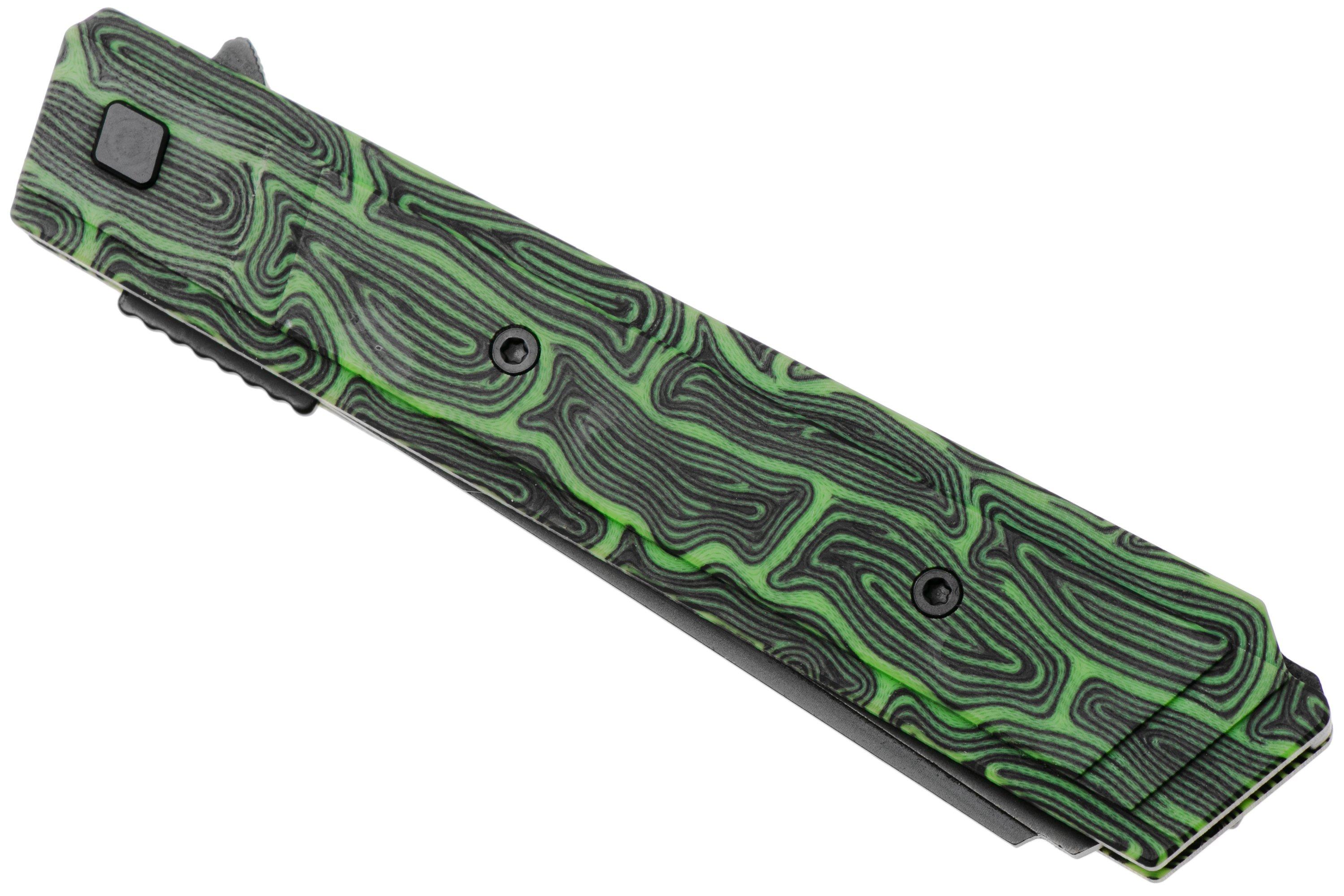 CRKT Zephyr 3850G Black Titanium Nitride 14C28N, Green White G10 ...