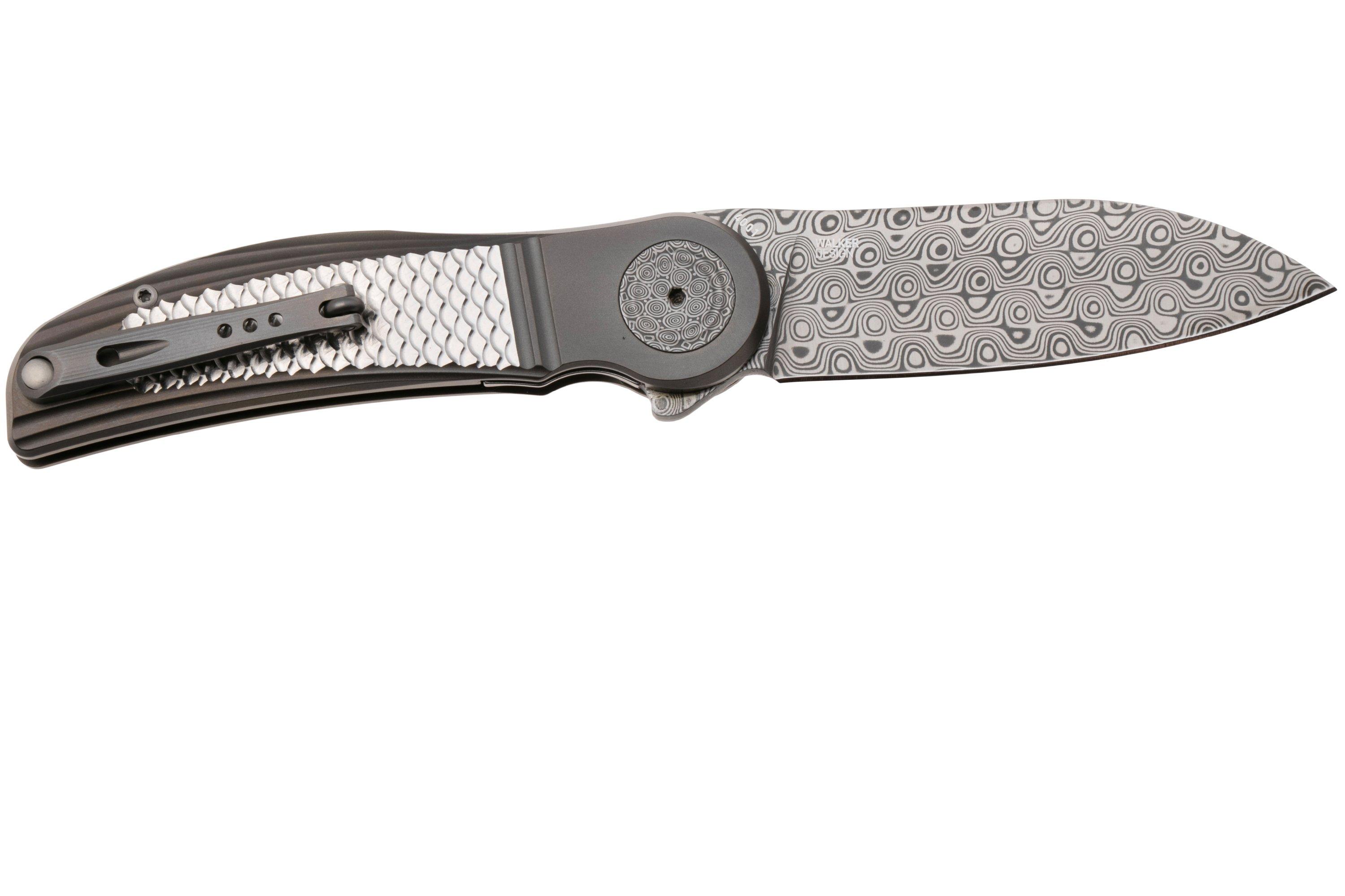 CRKT Monument 4001 Rose Damasteel, Grey Titanium Grey Textured Inlay ...