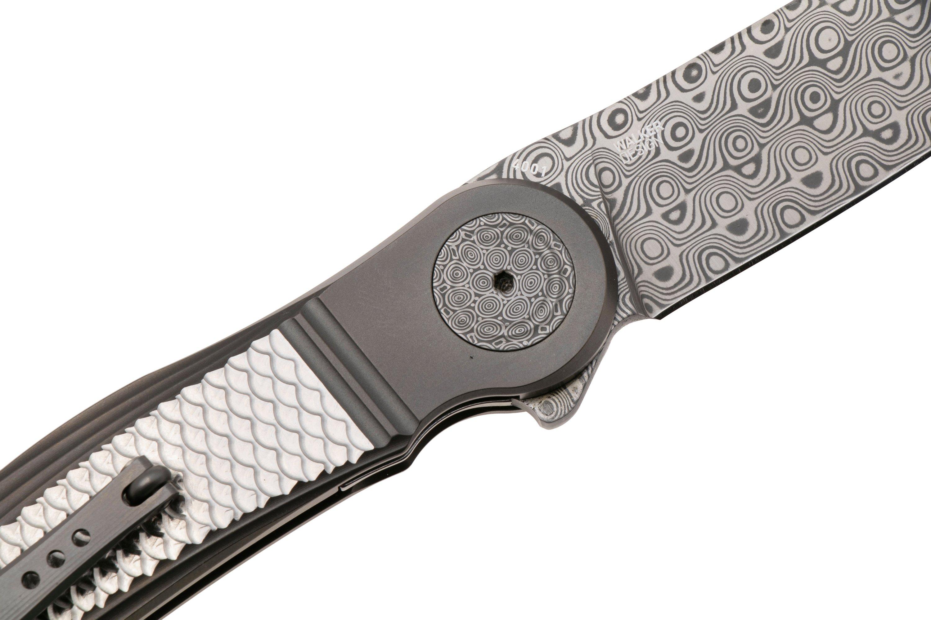 CRKT Monument 4001 Rose Damasteel, Grey Titanium Grey Textured Inlay ...