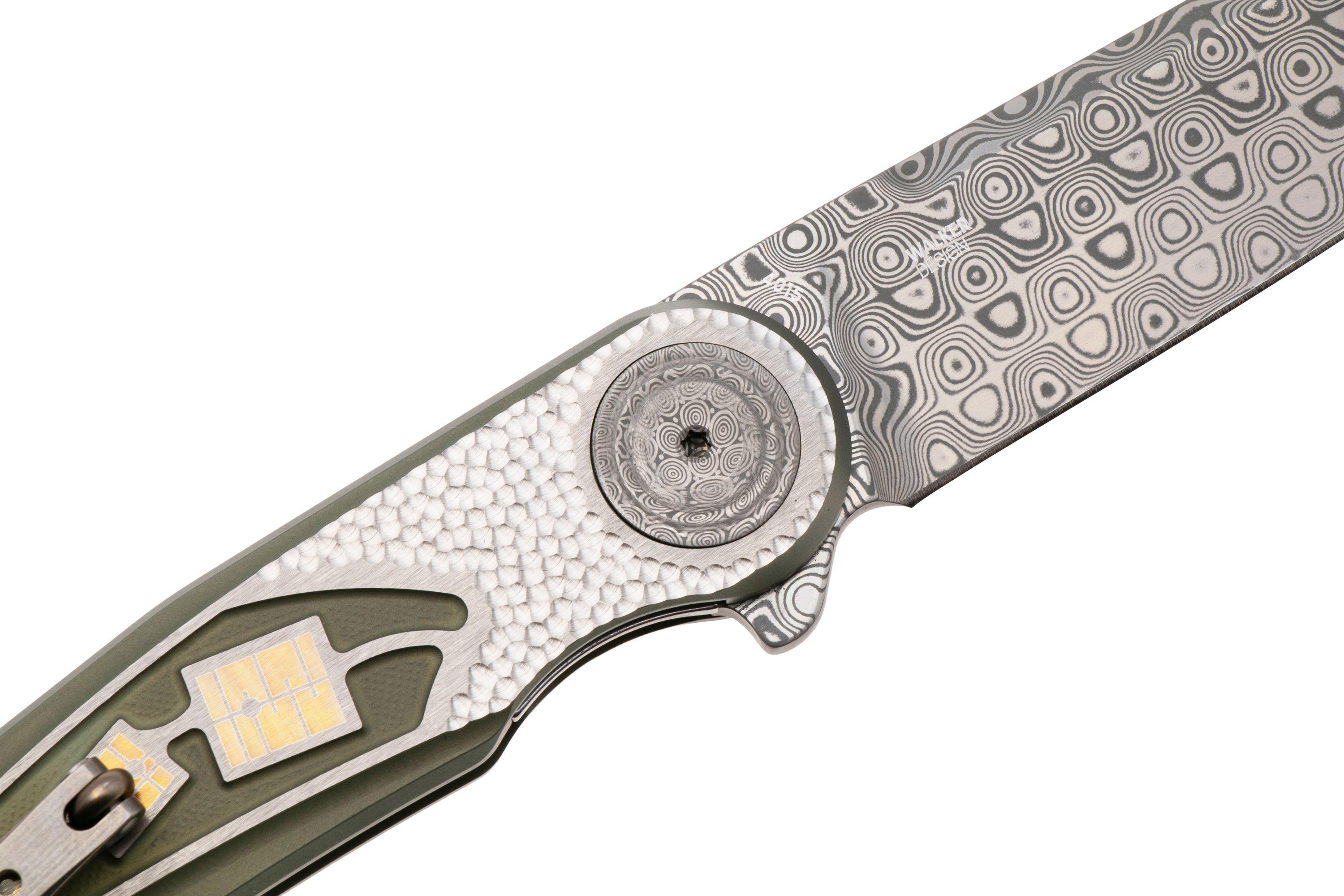 CRKT Fortuitous 4015 Rose Damasteel, Green Titanium, pocket knife ...