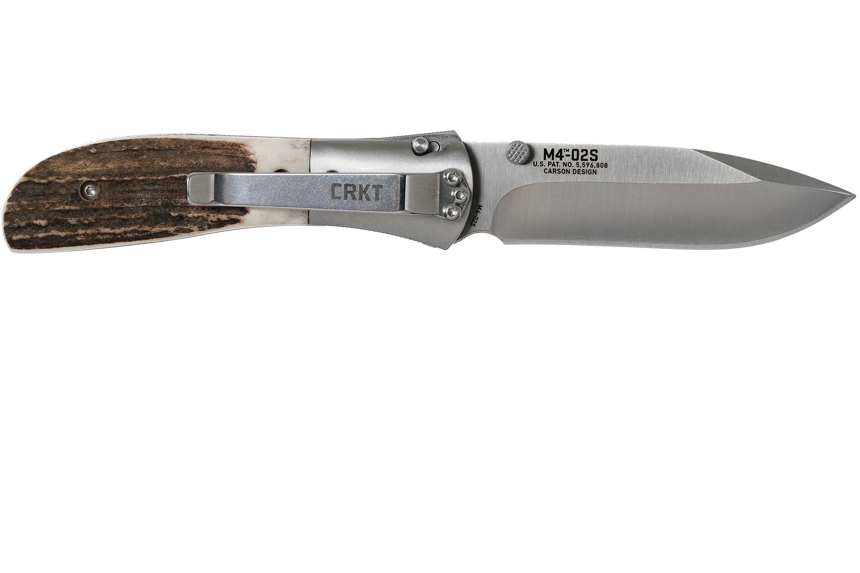 CRKT M4-02S Stag, stag horn pocket knife, Kit Carson design ...
