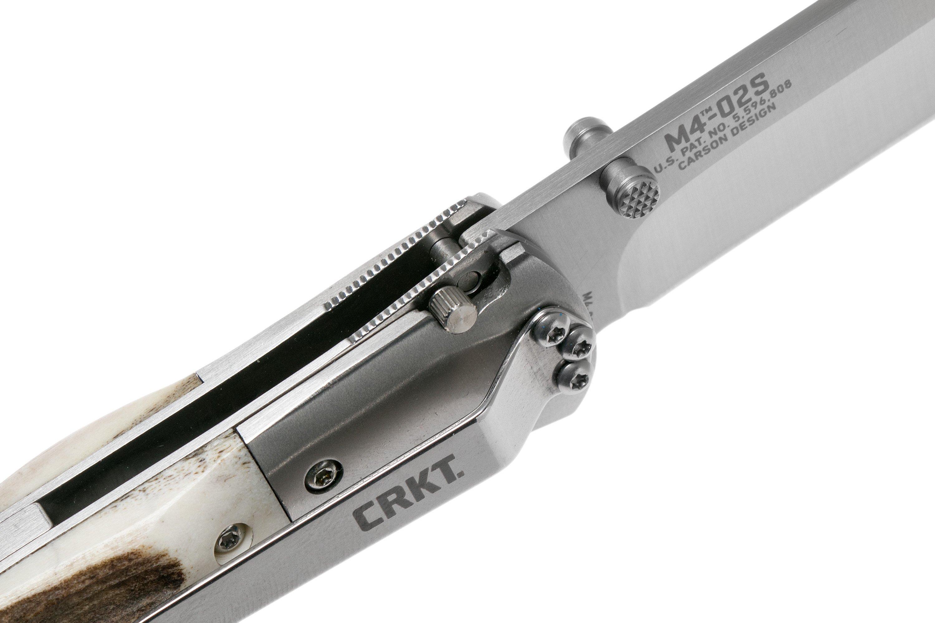 CRKT M4-02S Stag, stag horn pocket knife, Kit Carson design ...