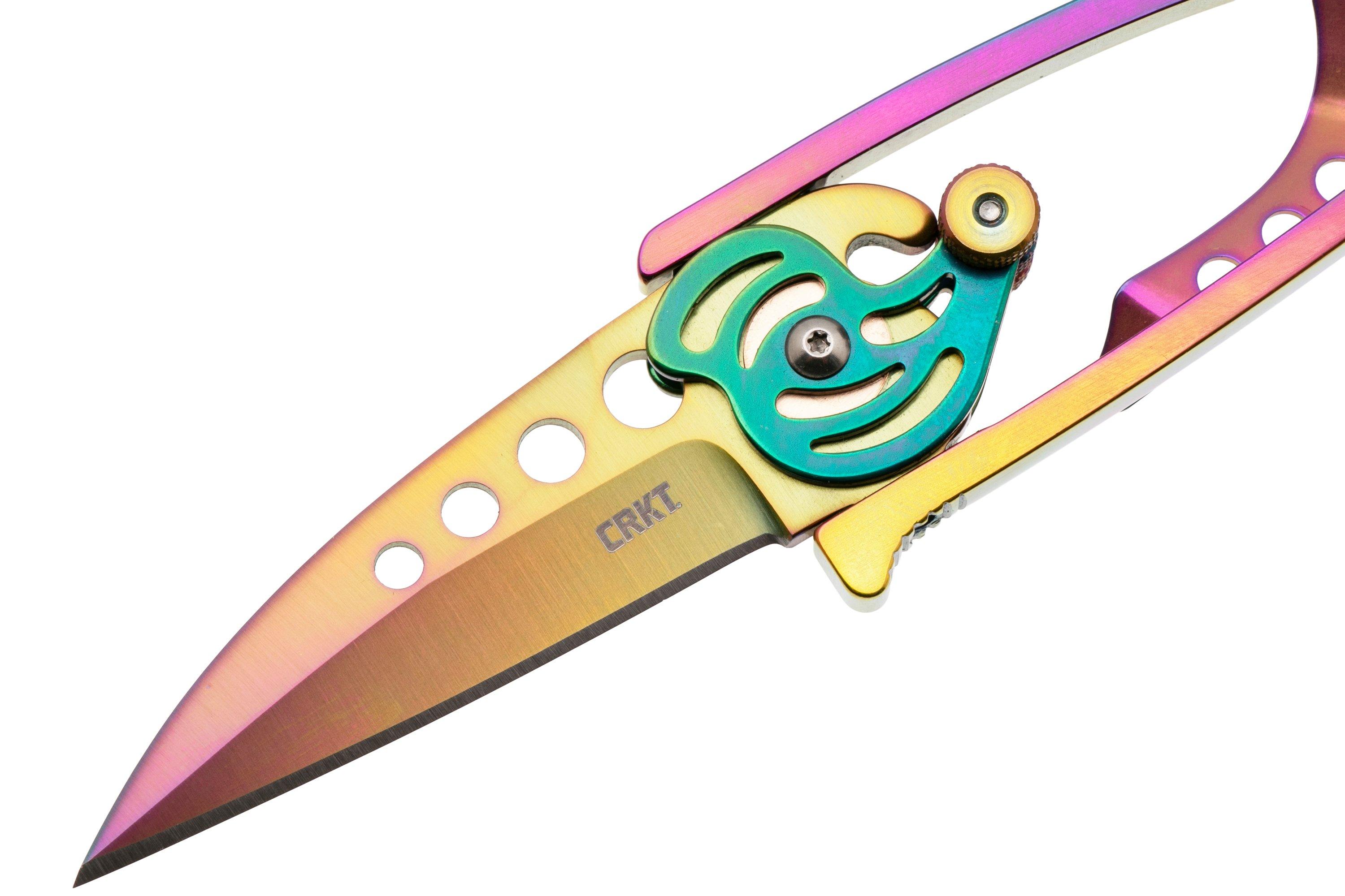 CRKT Snap Lock 5102P Iridescent Titanium Nitride 420J2, Stainless Steel ...