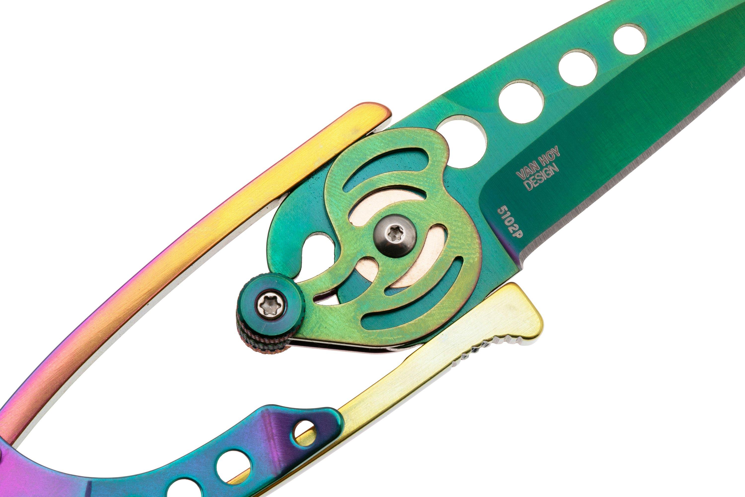 CRKT Snap Lock 5102P Iridescent Titanium Nitride 420J2, Stainless Steel ...