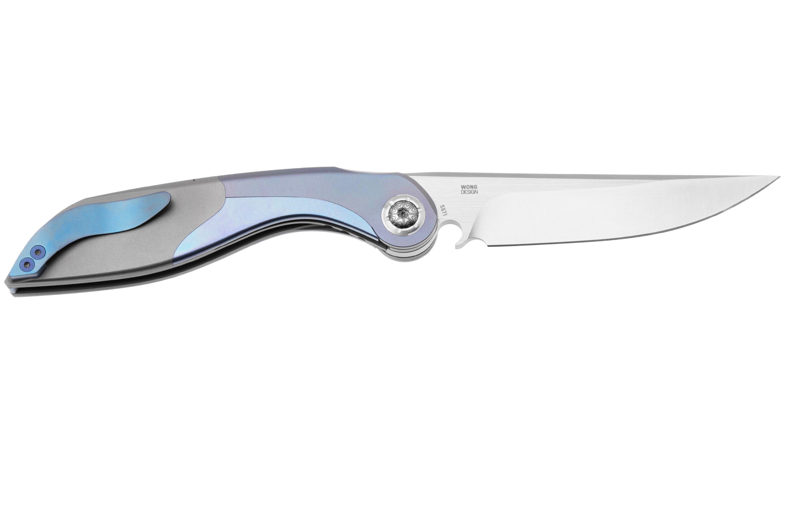 CRKT Fial 5671, Satin M390, Blue Titanium, pocket knife with corkscrew ...