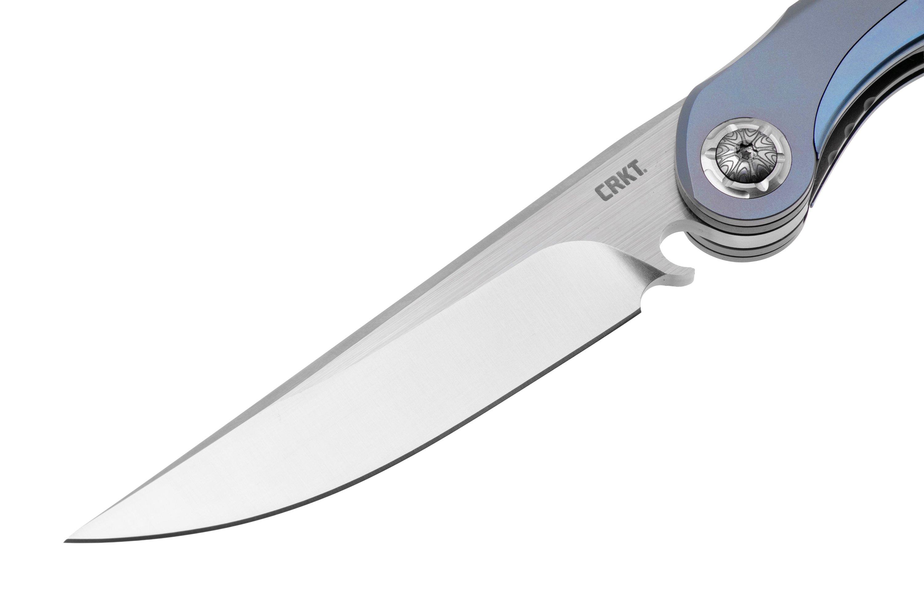 CRKT Fial 5671, Satin M390, Blue Titanium, pocket knife with corkscrew ...