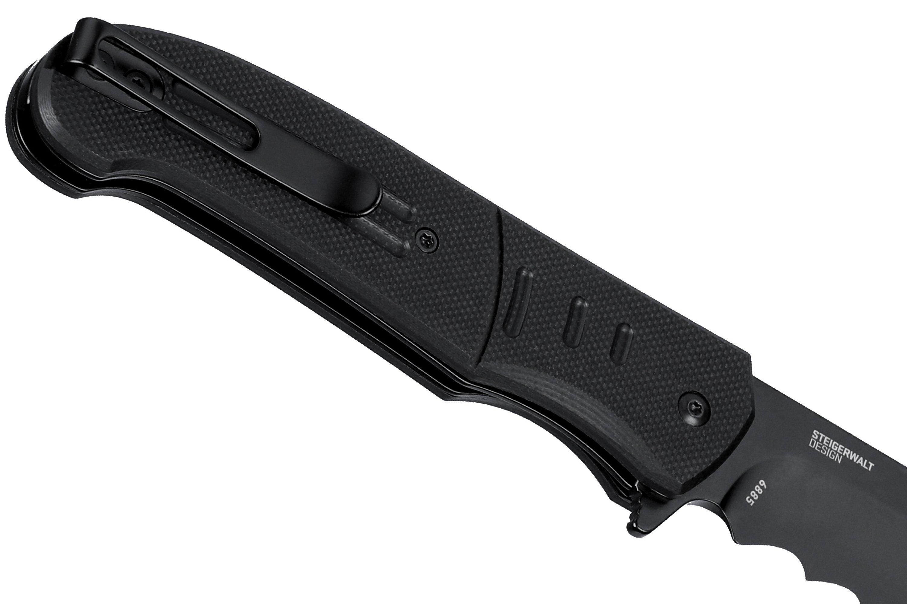 CRKT Ignitor Assisted Black Serrated pocket knife, Ken Steigerwalt ...
