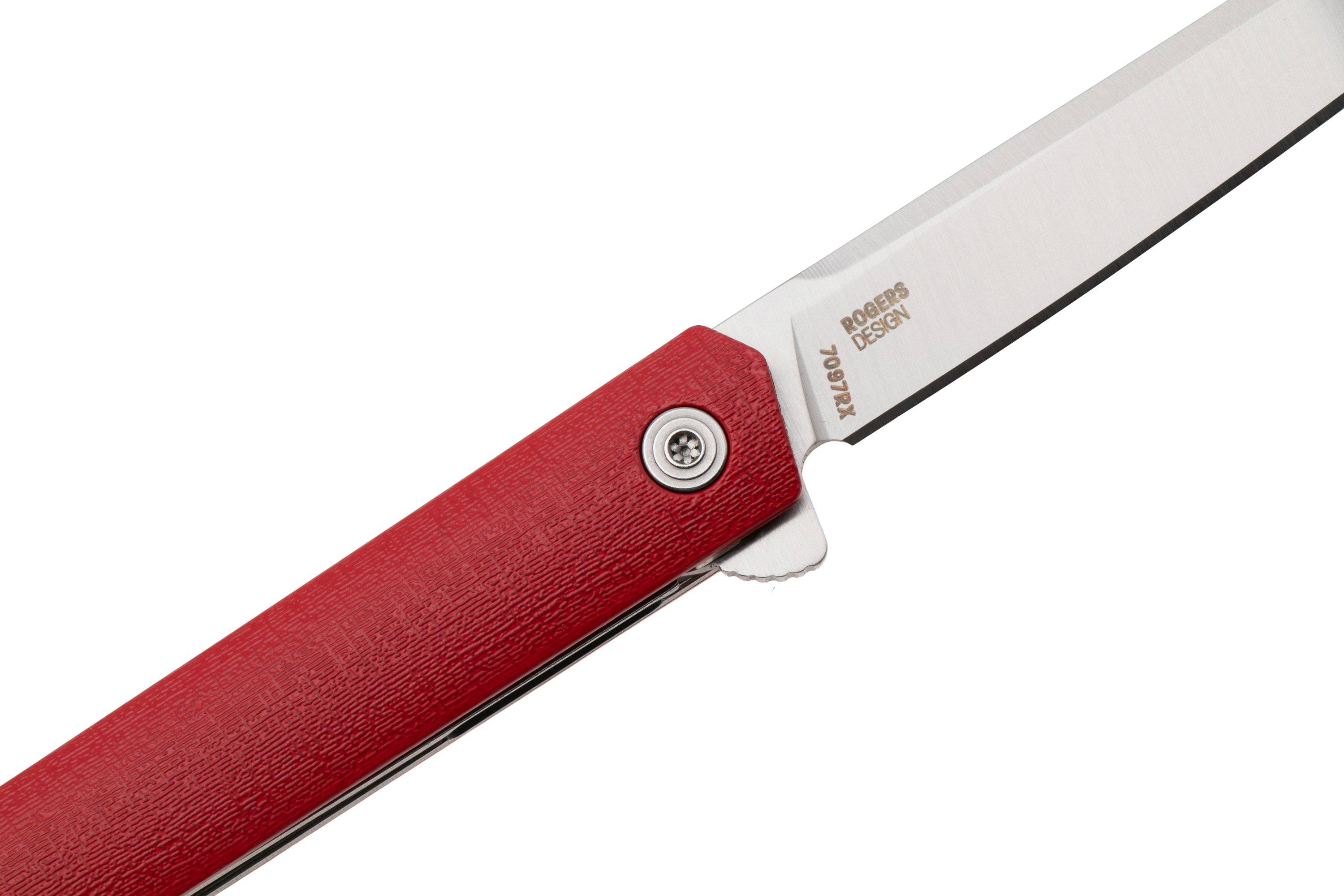 CRKT CEO Flipper 7097RX, Satin AUS-8, Red GRN zakmes, Richard Rogers ...