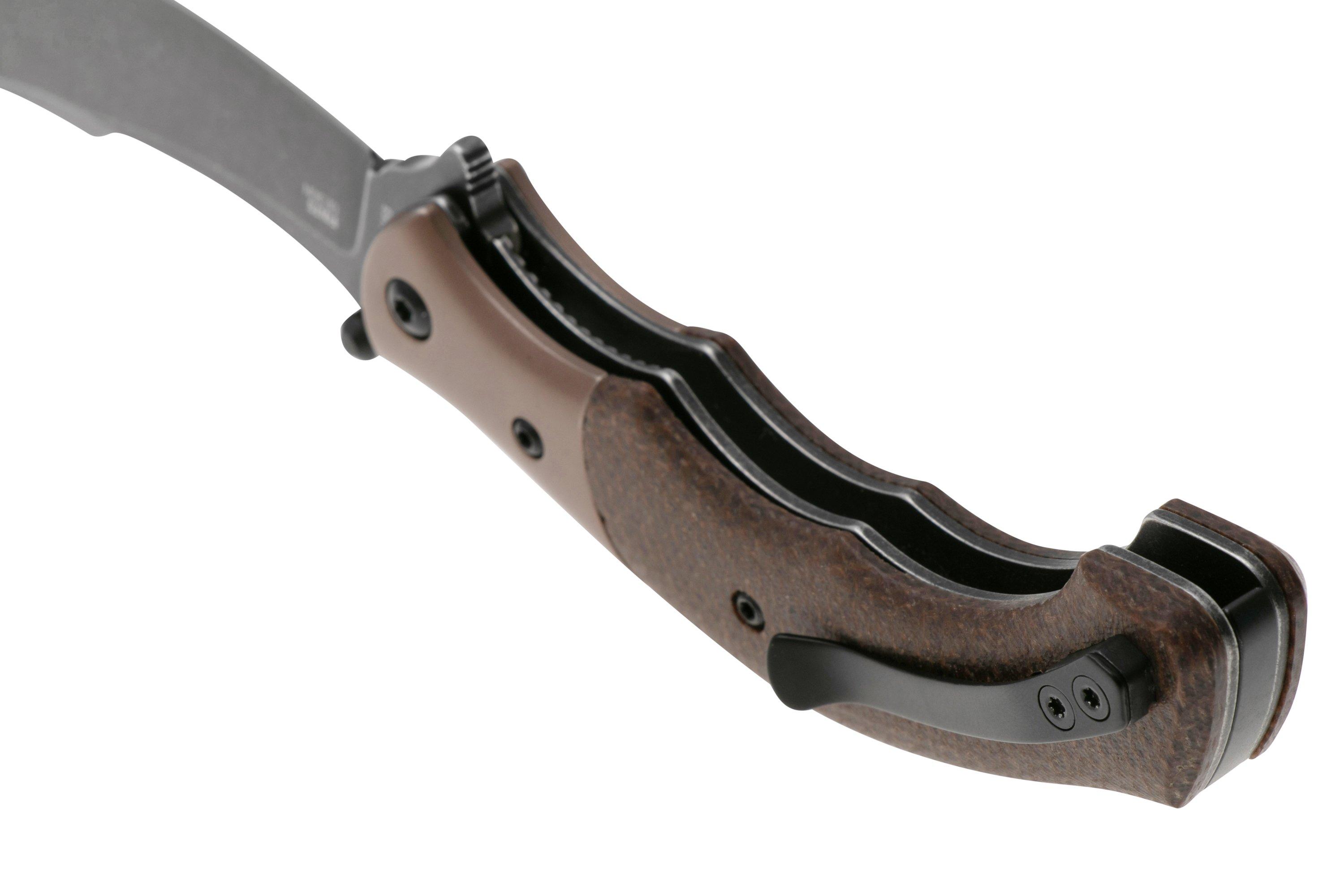 CRKT Ritual Compact 7465 Brown Micarta pocket knife, Alan Folts design ...