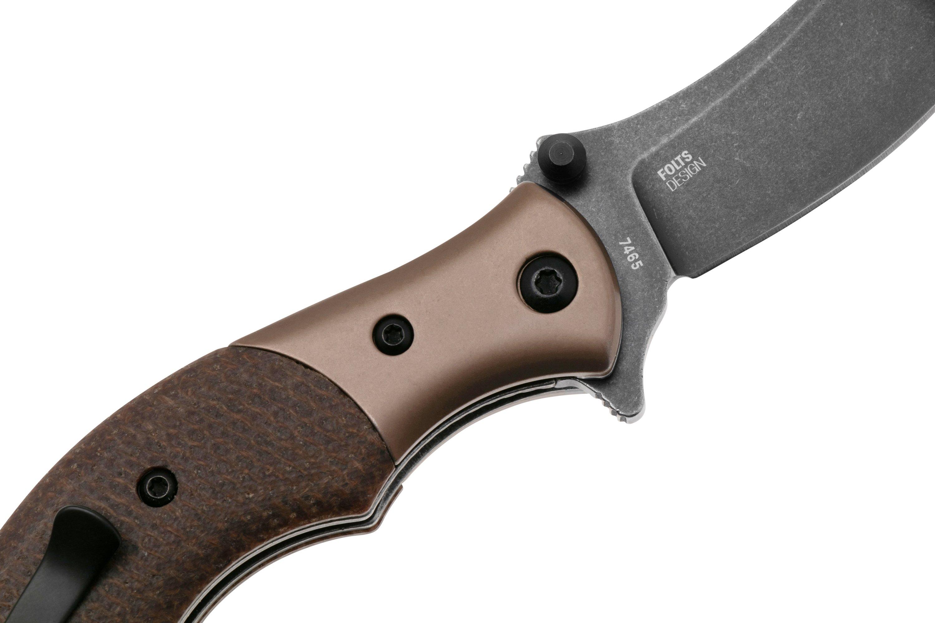 CRKT Ritual Compact 7465 Brown Micarta pocket knife, Alan Folts design ...