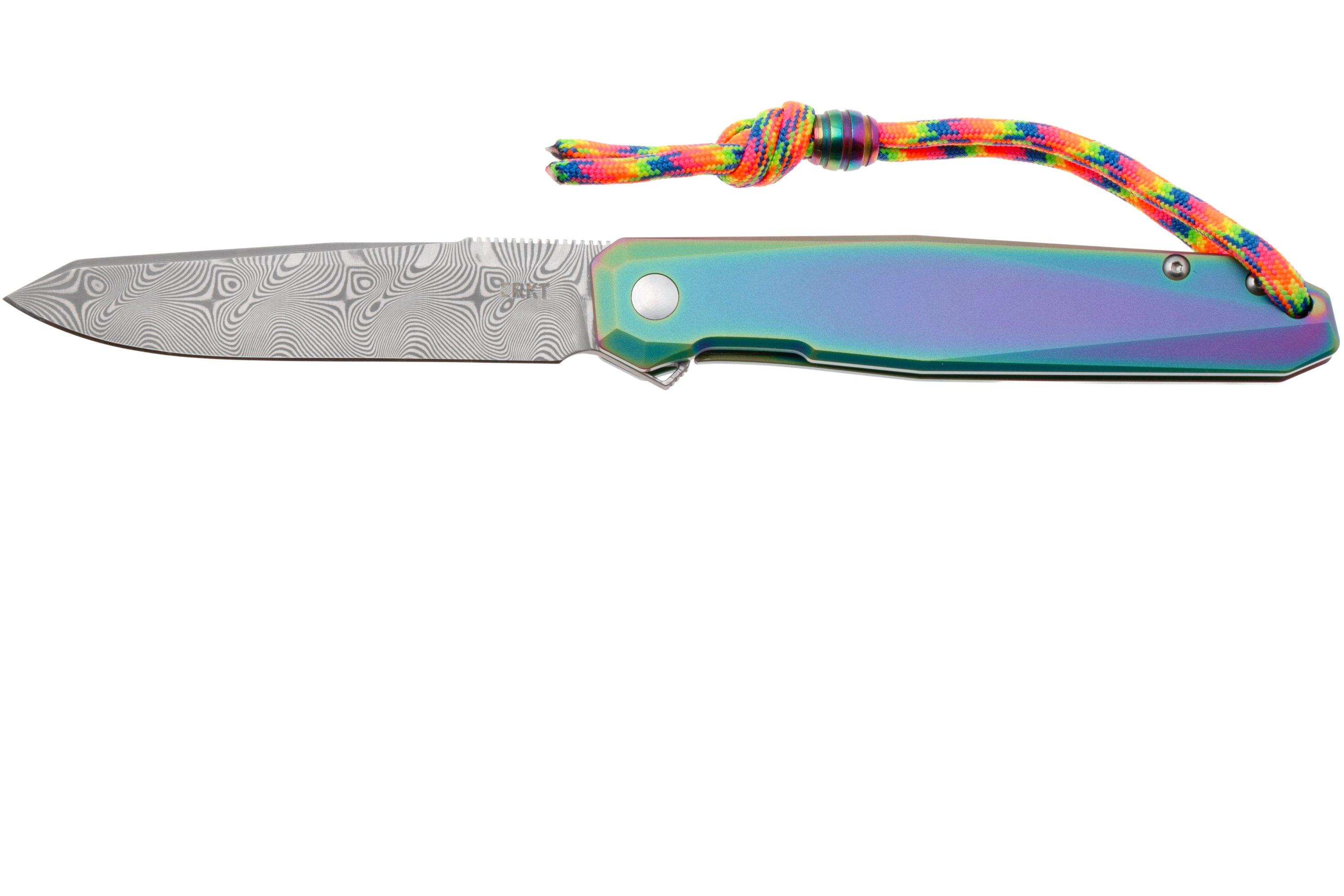 CRKT Facet K231TDP Damascus, Iridescent Titanium Nitride Titanium ...