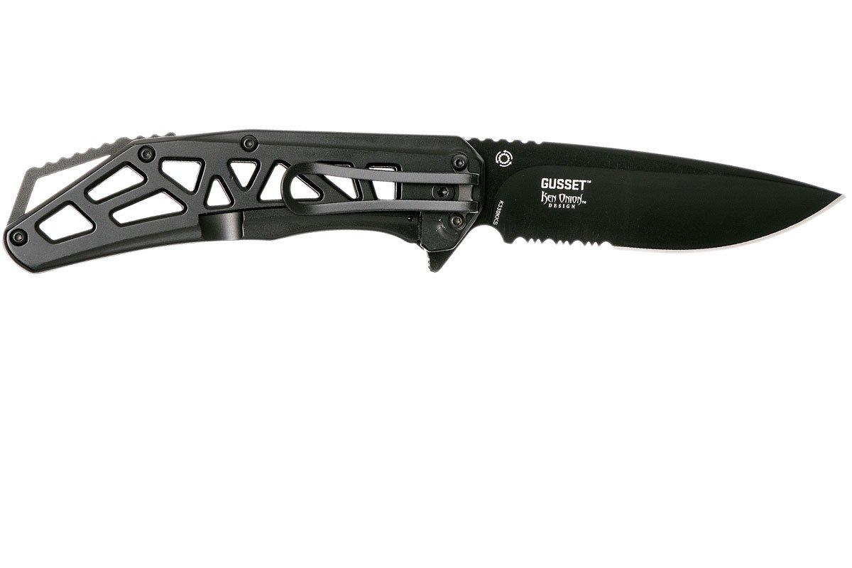 CRKT Gusset K330KKS Black Serrated pocket knife, Ken Onion design ...