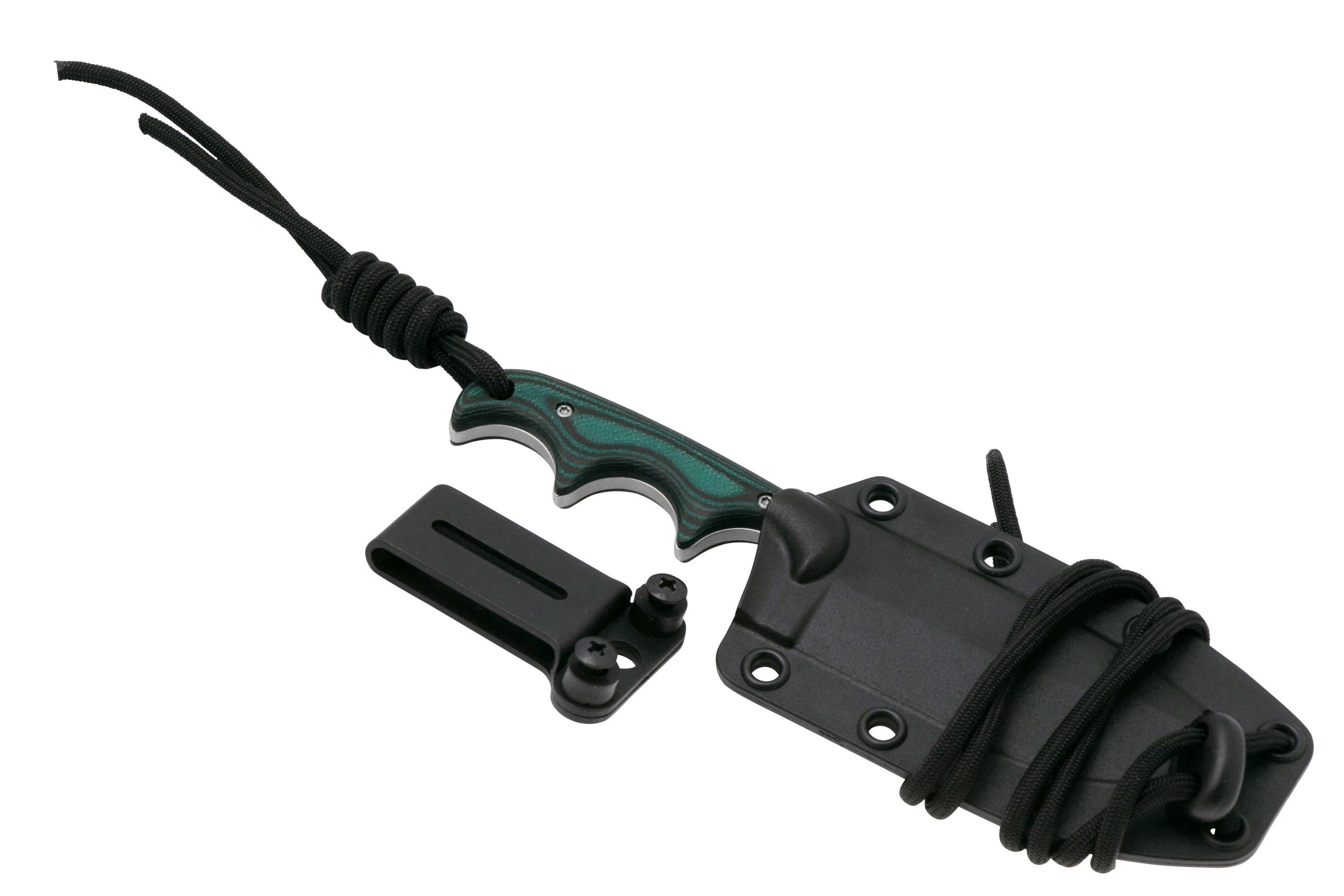 CRKT Minimalist Nessmuk 2376 Stonewashed D2, Green Black Micarta, Neck Knive, Alan Folts Design ...