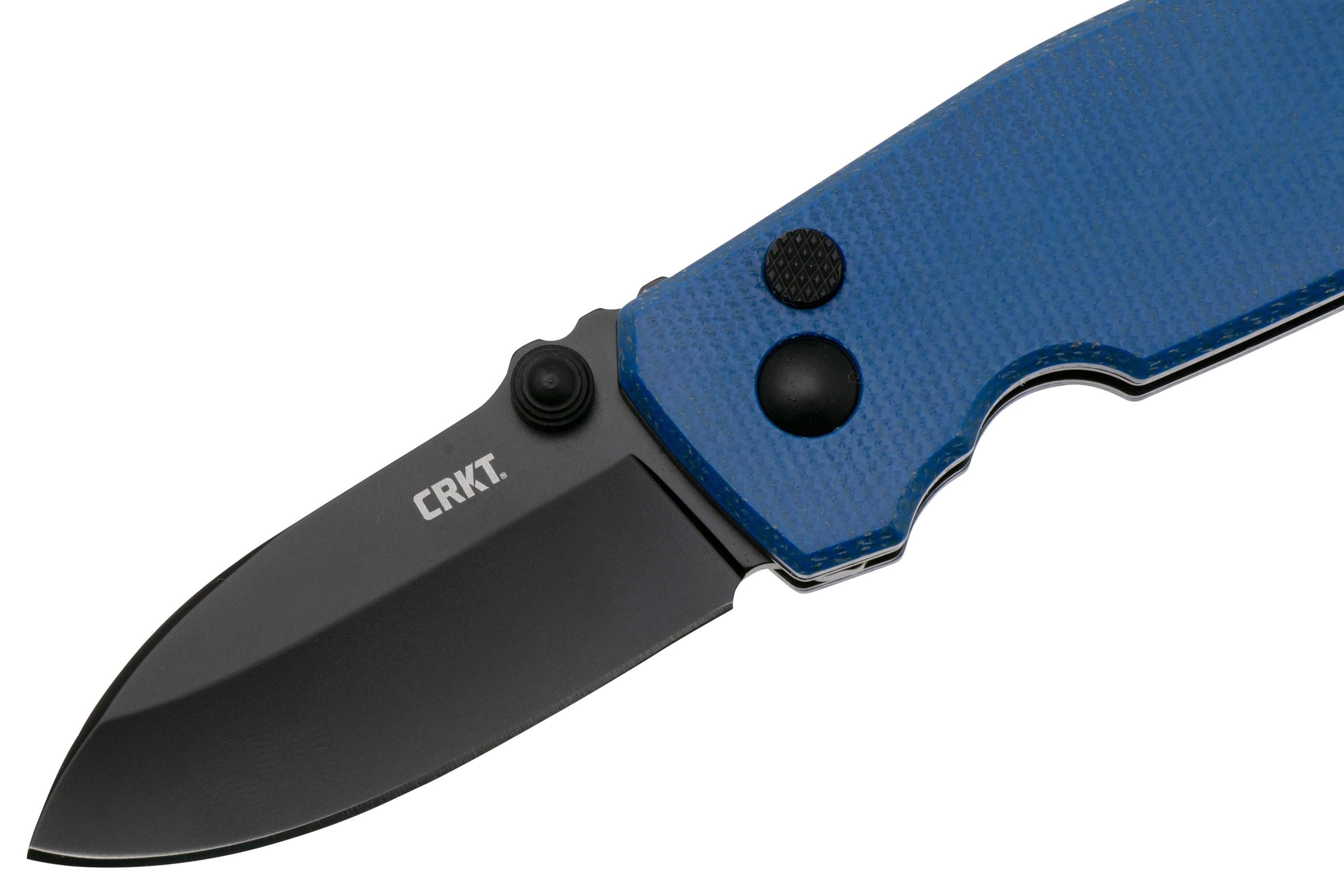 CRKT Squid Button Lock 2474BD Black Oxide D2, Blue Micarta, pocket ...
