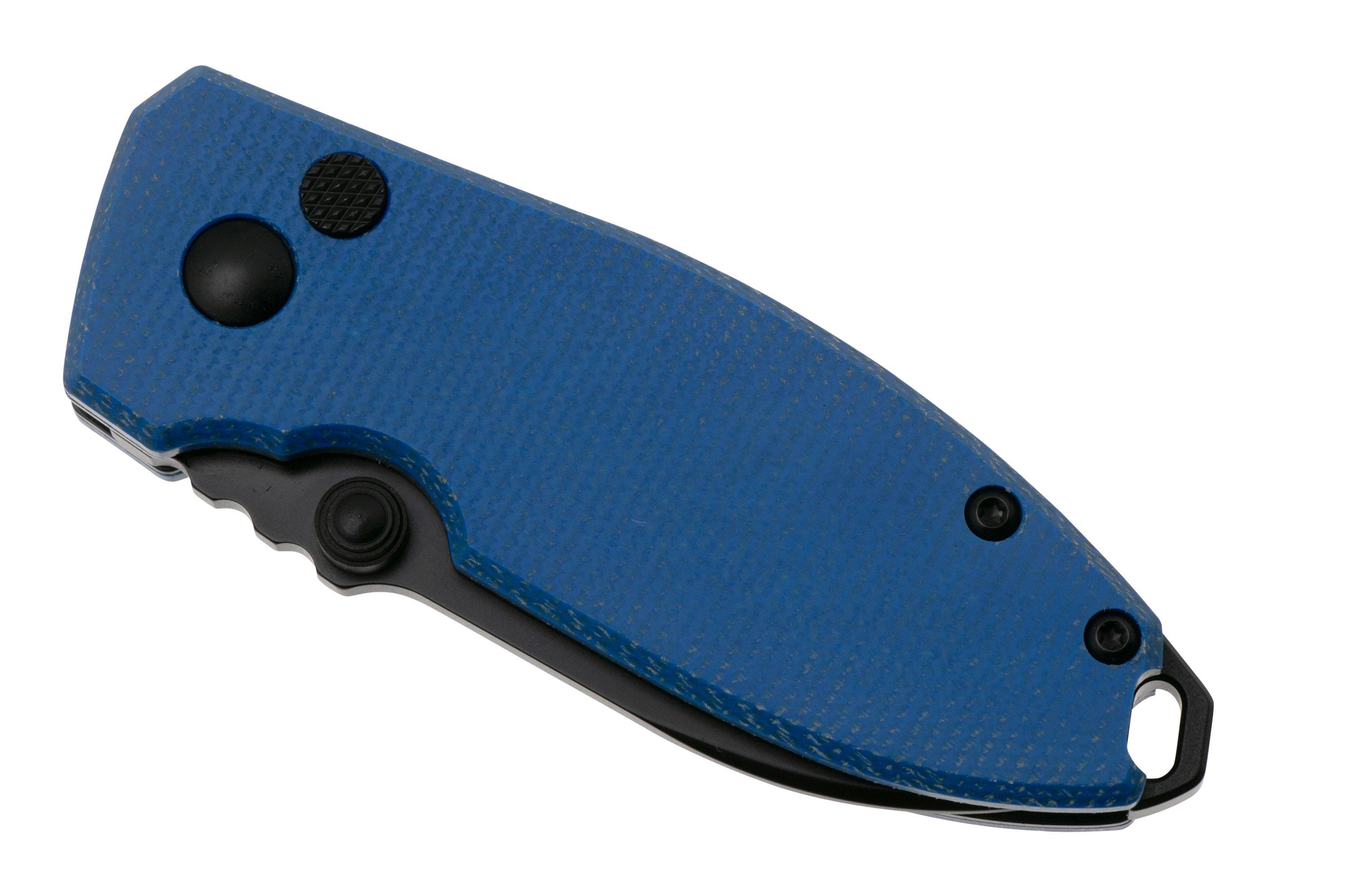 CRKT Squid Button Lock 2474BD Black Oxide D2, Blue Micarta, pocket ...