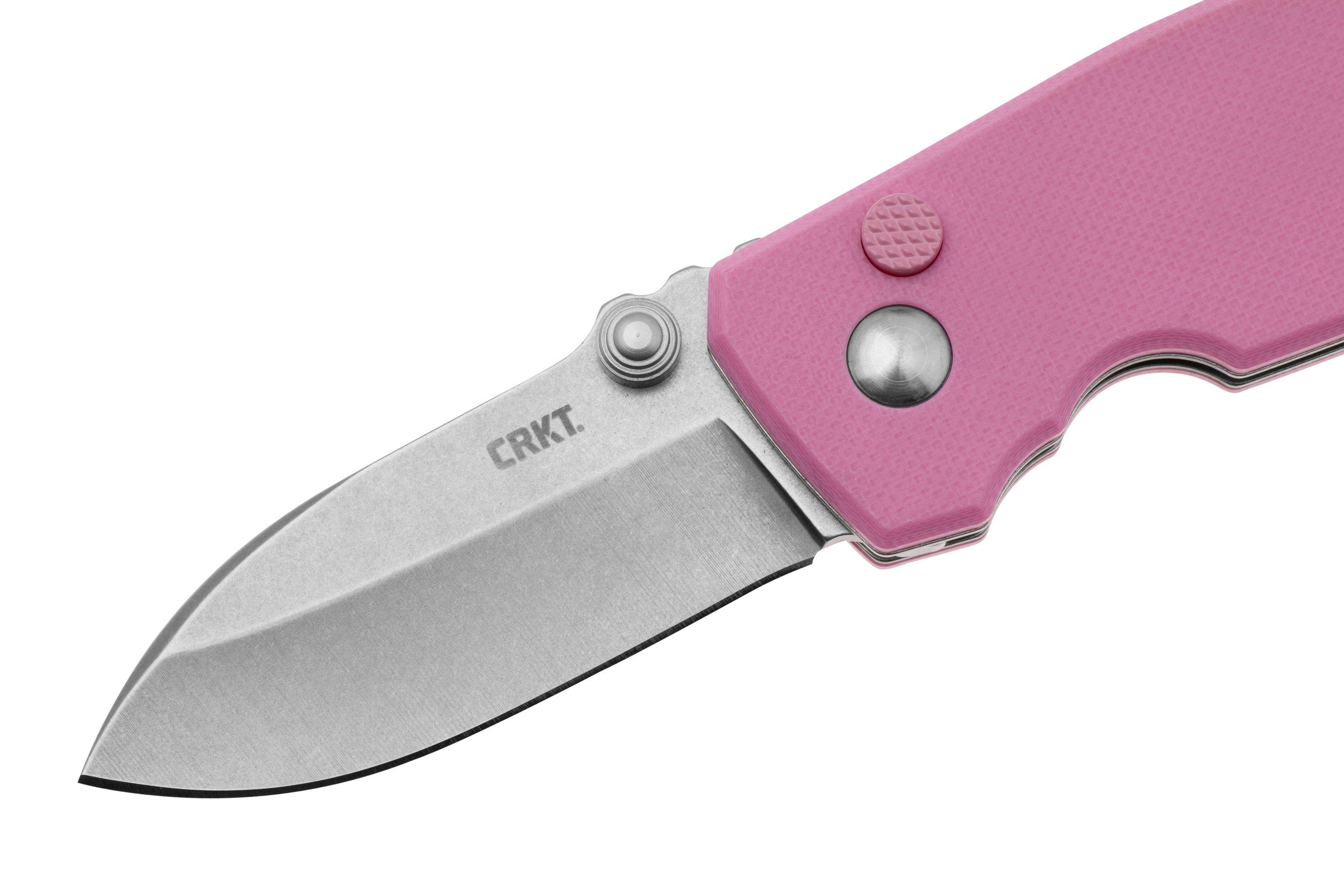 CRKT Squid Button Lock 2474P Stonewashed 14C28N, Rose Quartz G10 ...