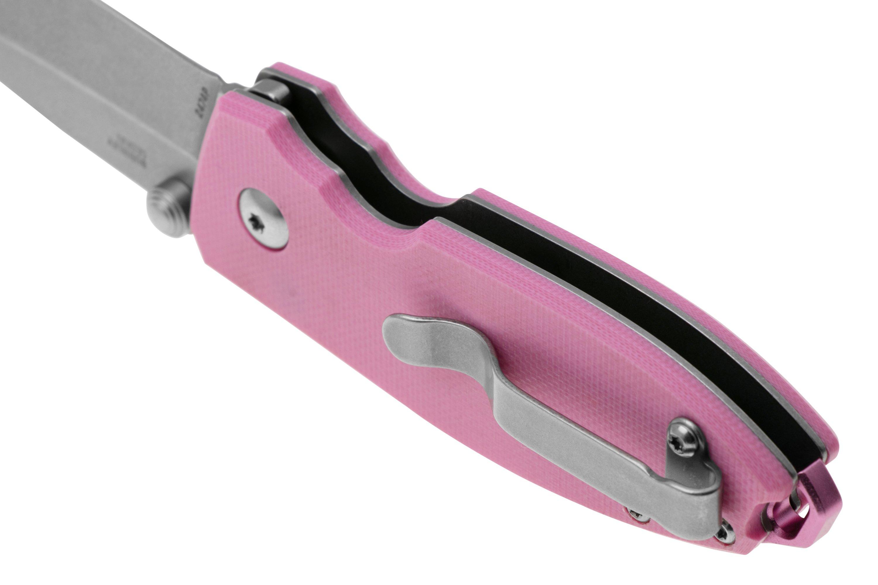 CRKT Squid Button Lock 2474P Stonewashed 14C28N, Rose Quartz G10 ...